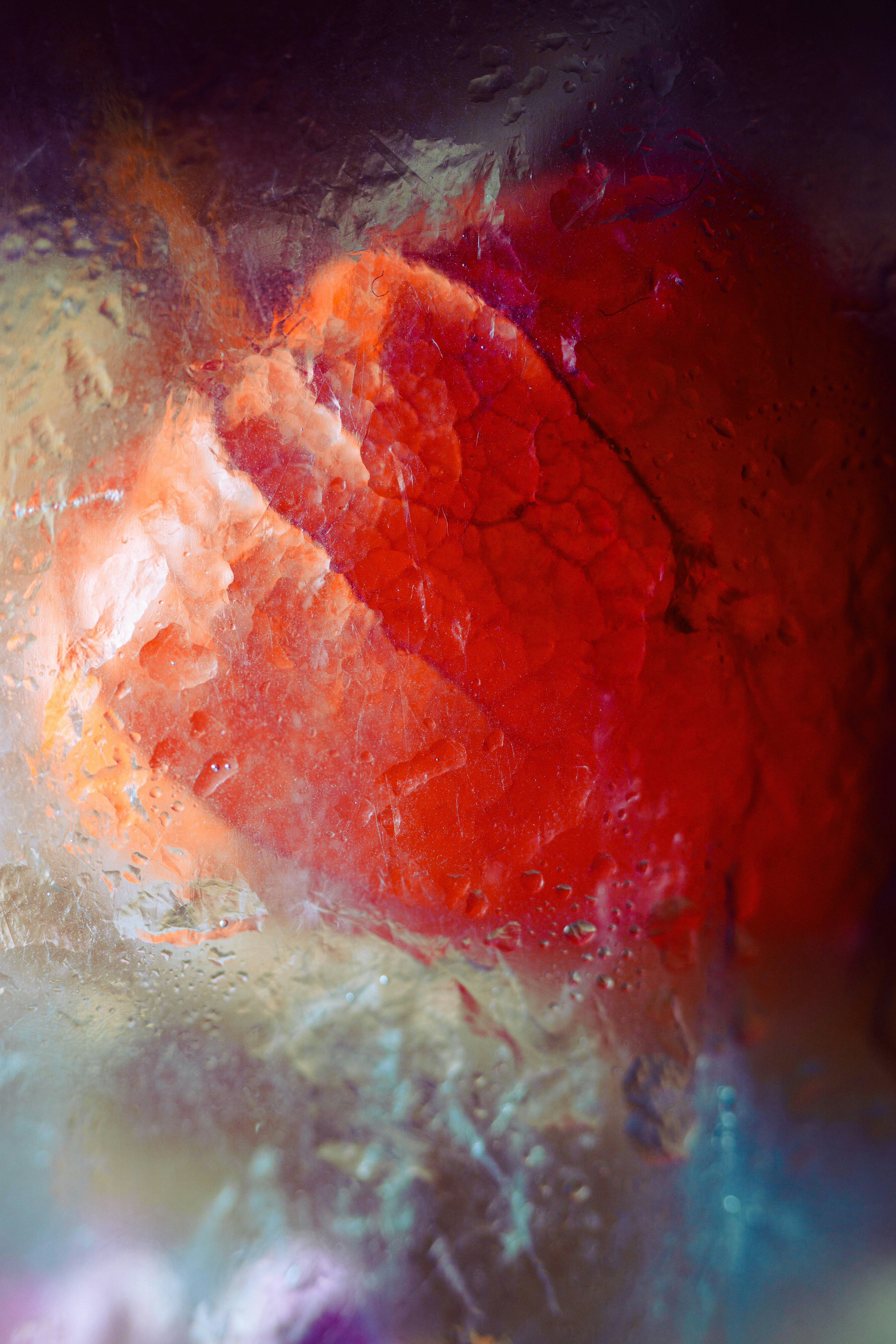 Crimson Frost: Abstract Ice with Fiery Highlights