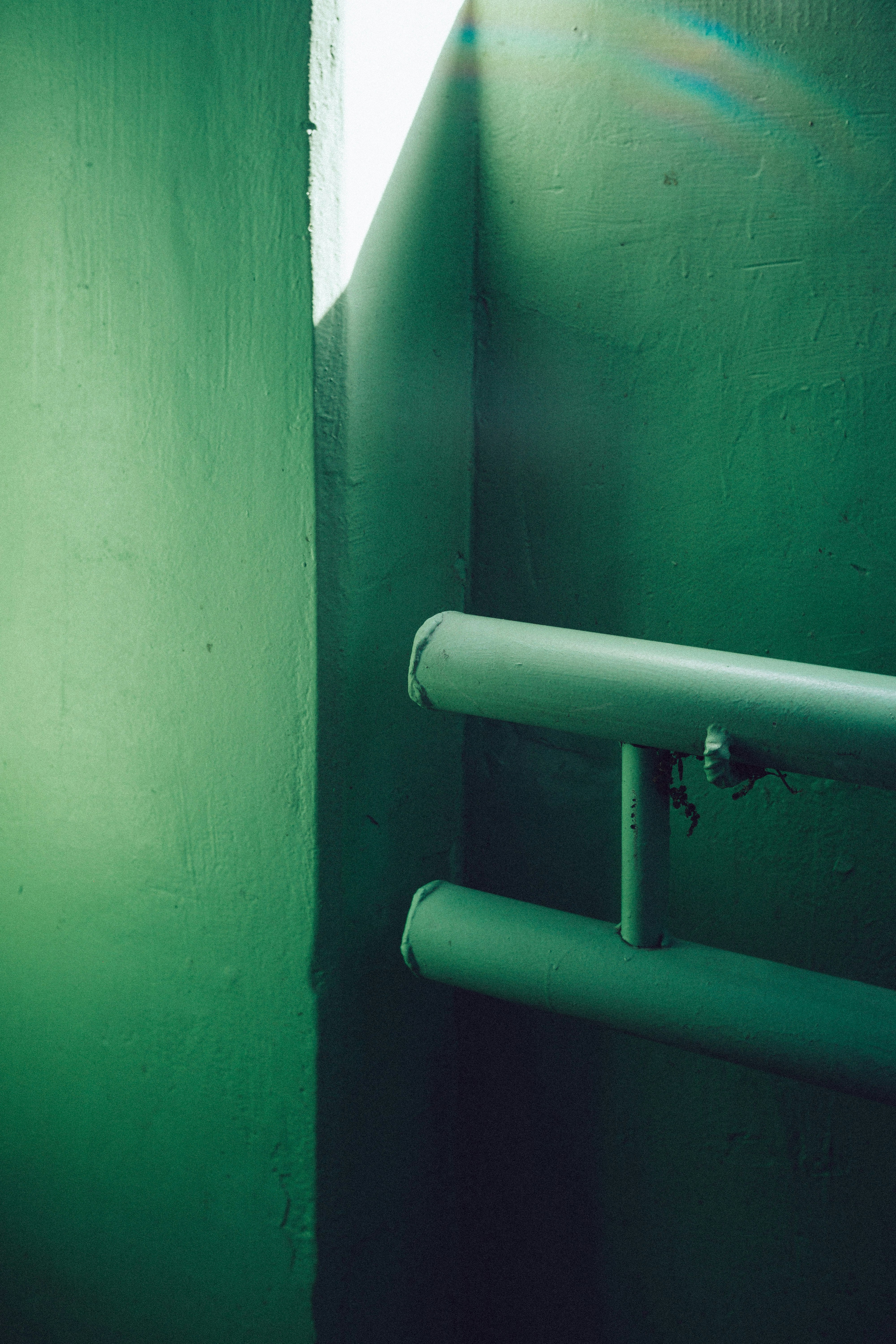 Emerald Stairwell: Abstract Grasp of Green Lines