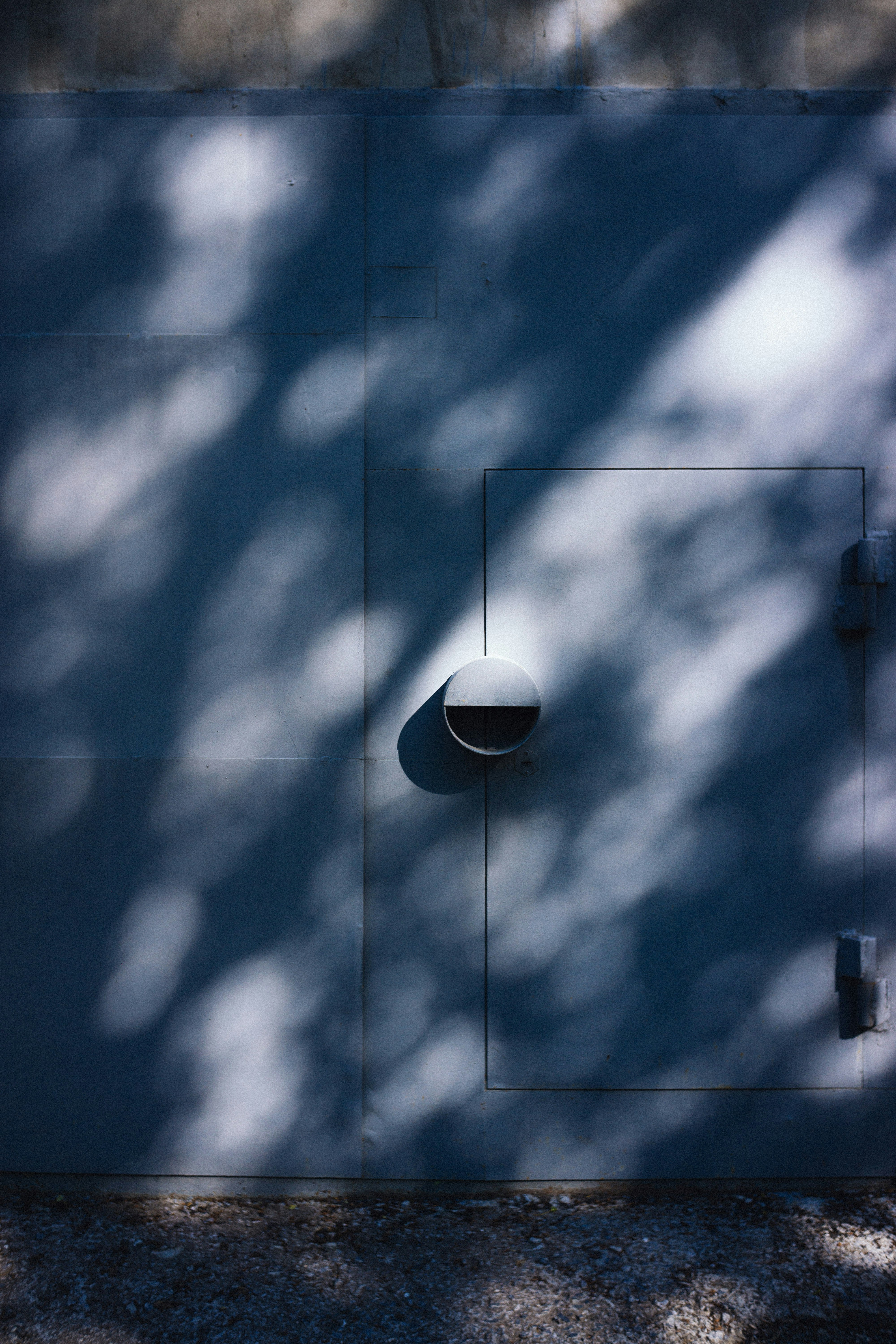 Blue Industrial Panel with Dappled Shadowed Spheres
