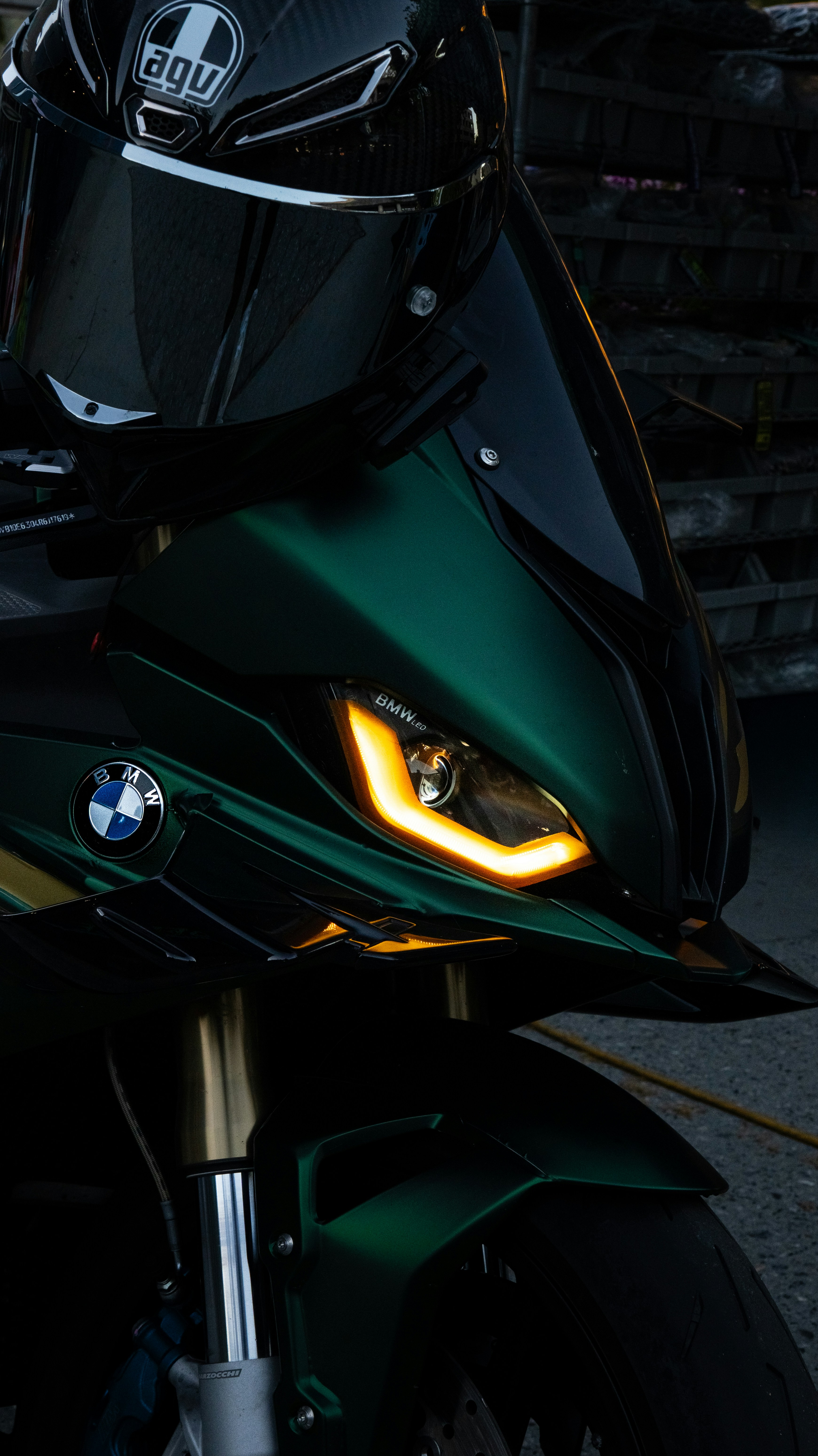 Green Precision: The BMW Motorrad Headlight Gleam