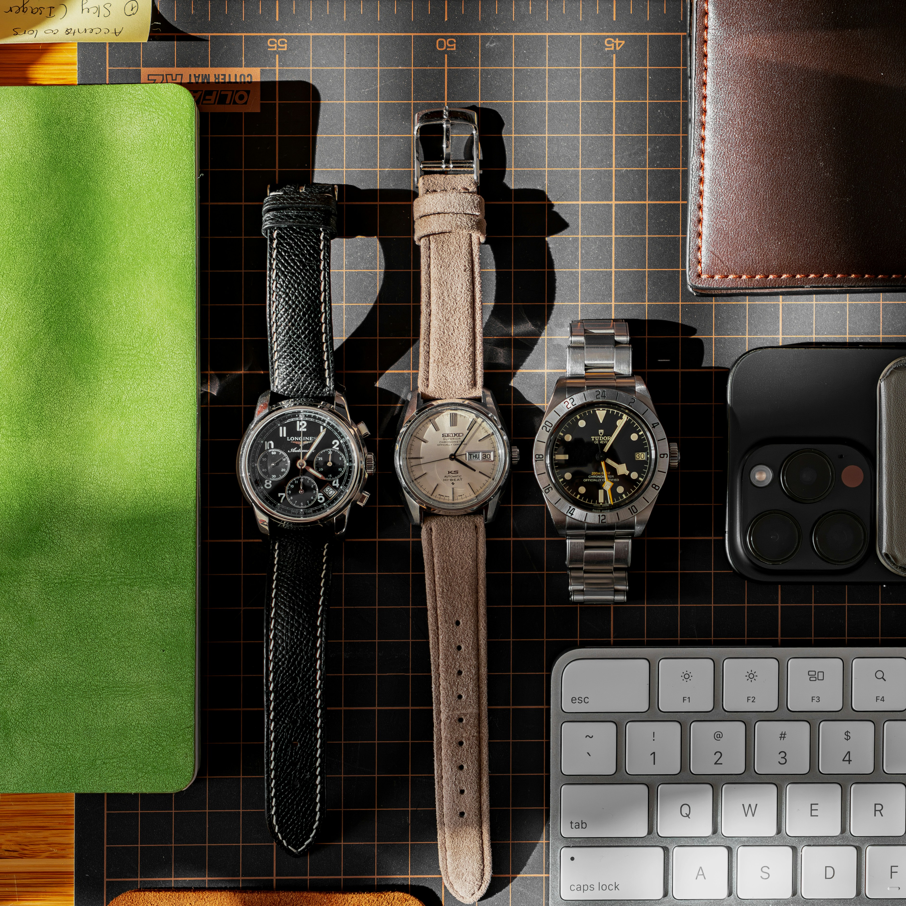 Three Timekeepers on a Craft-Crafted Desk
