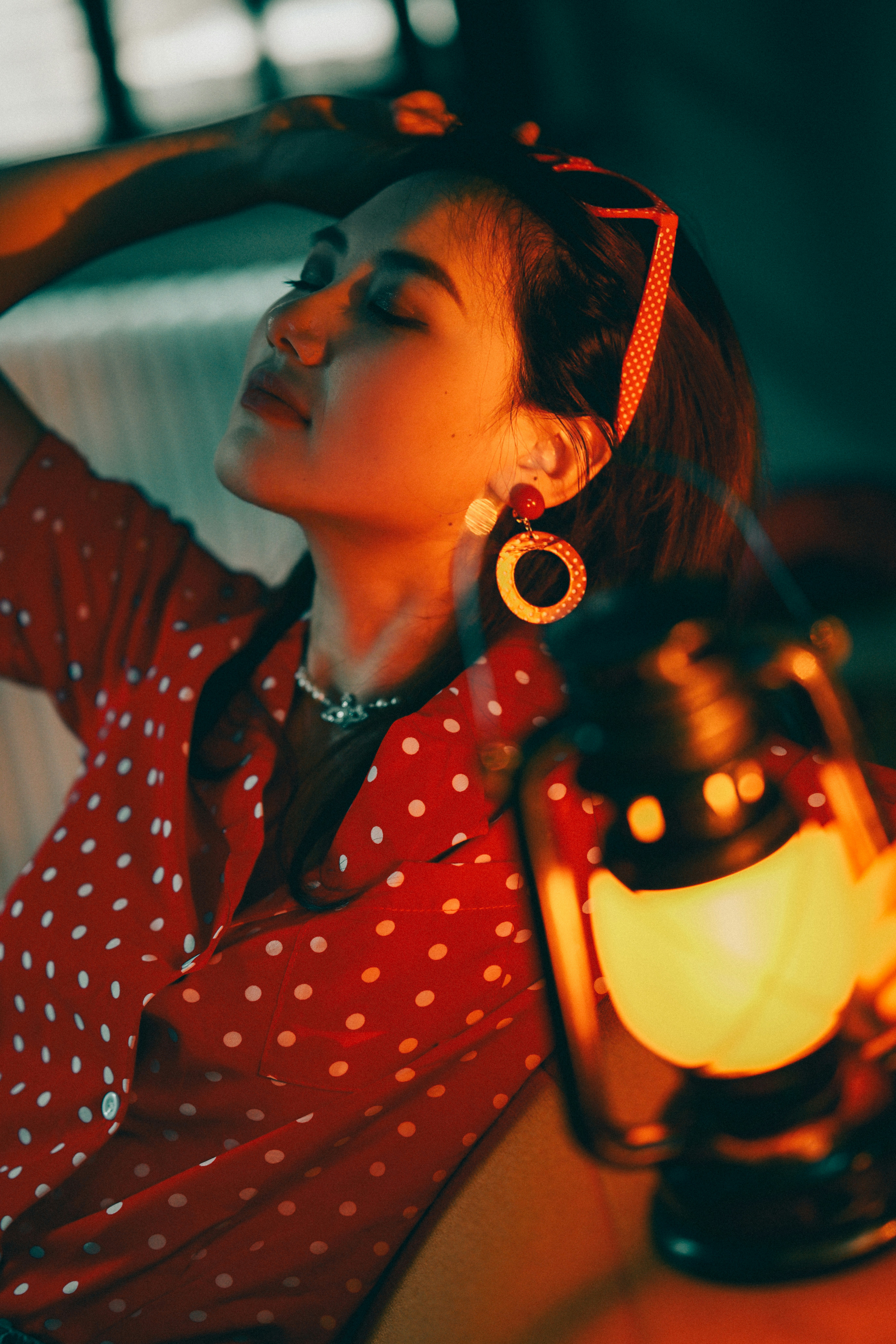 Midnight Lounging: A Glowing Red Moment