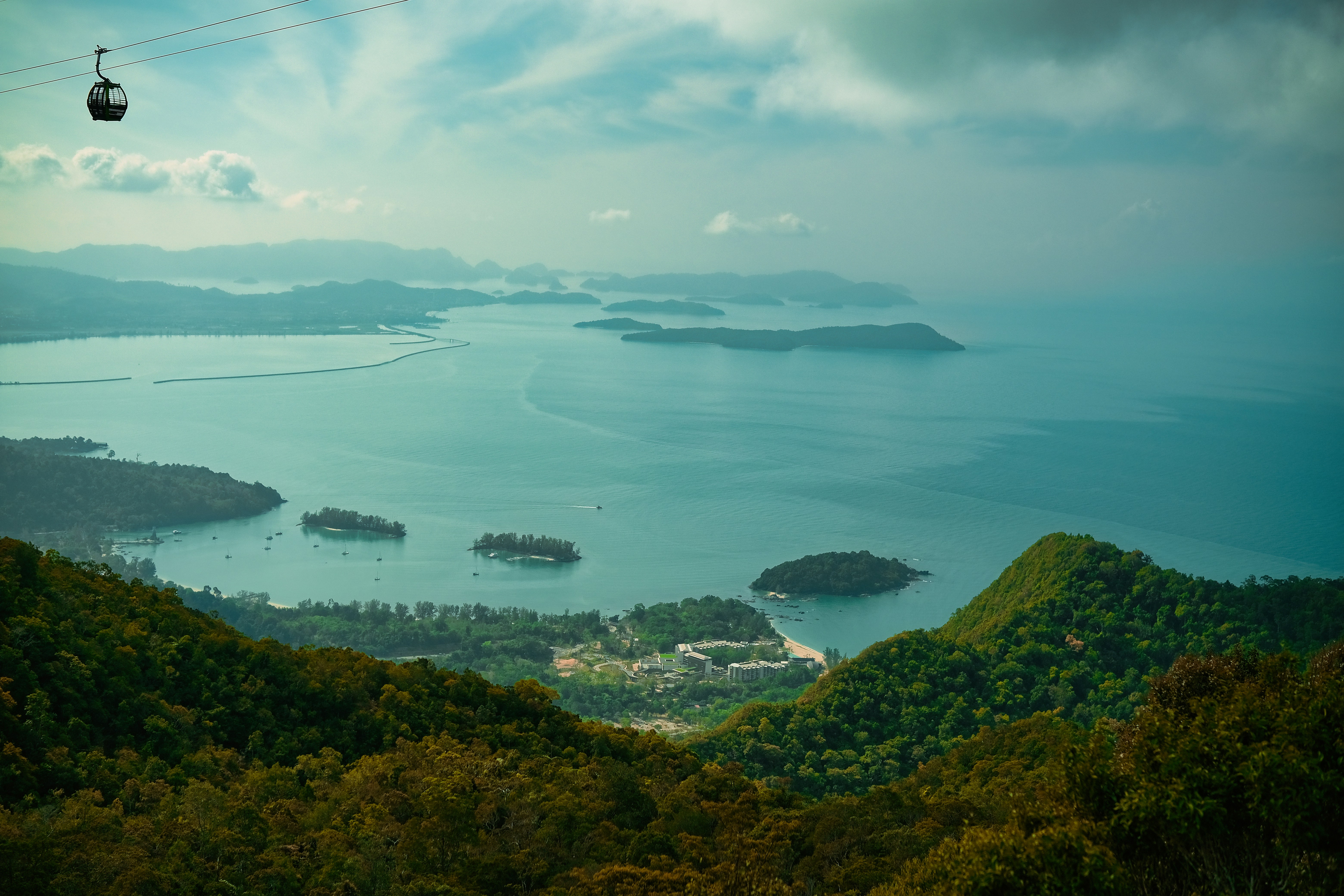 Aerial Harbor: Islands Nestled in Serene Blue From Above