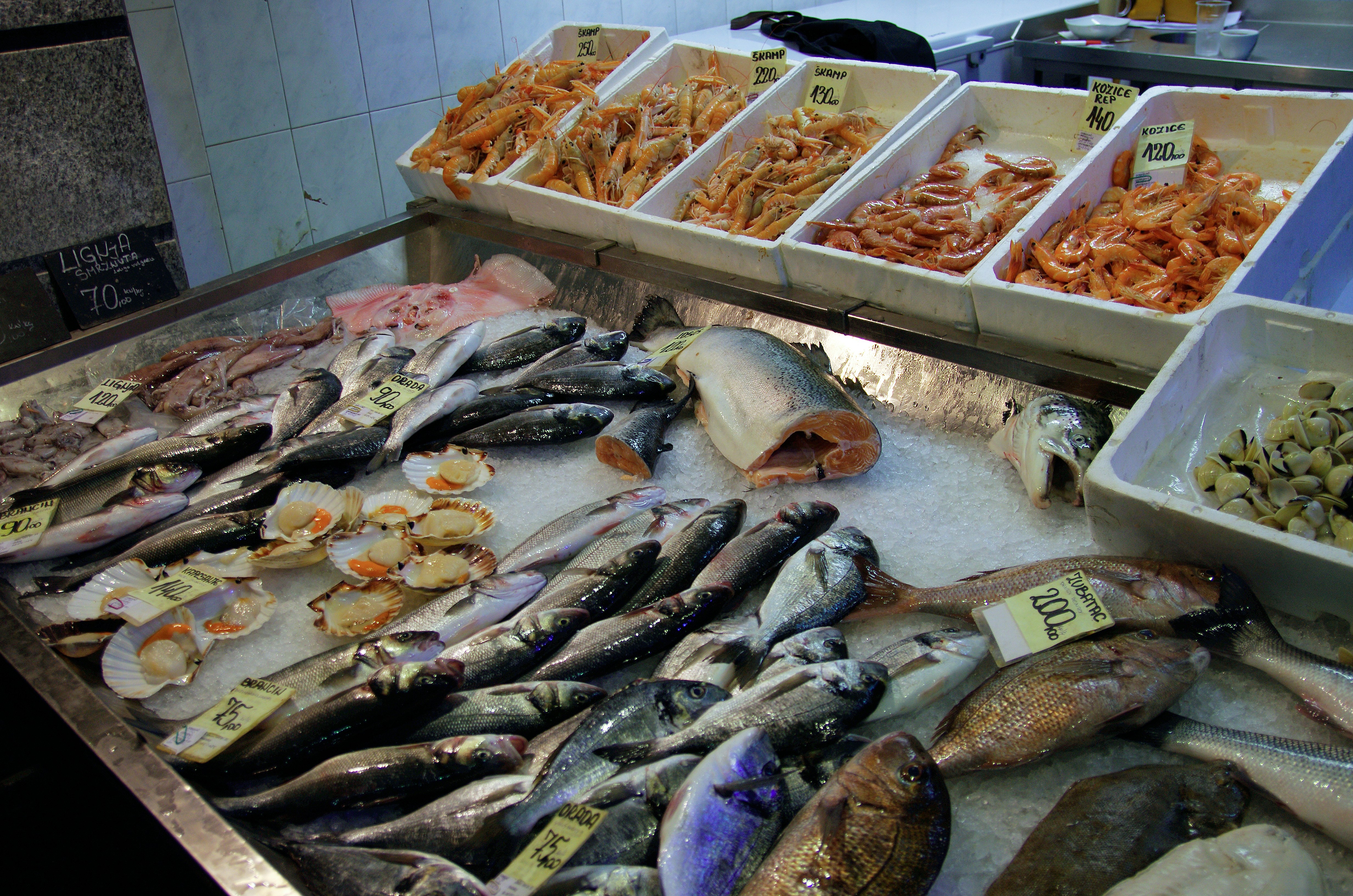 Fresh Catch Parade at a Waterfront Market