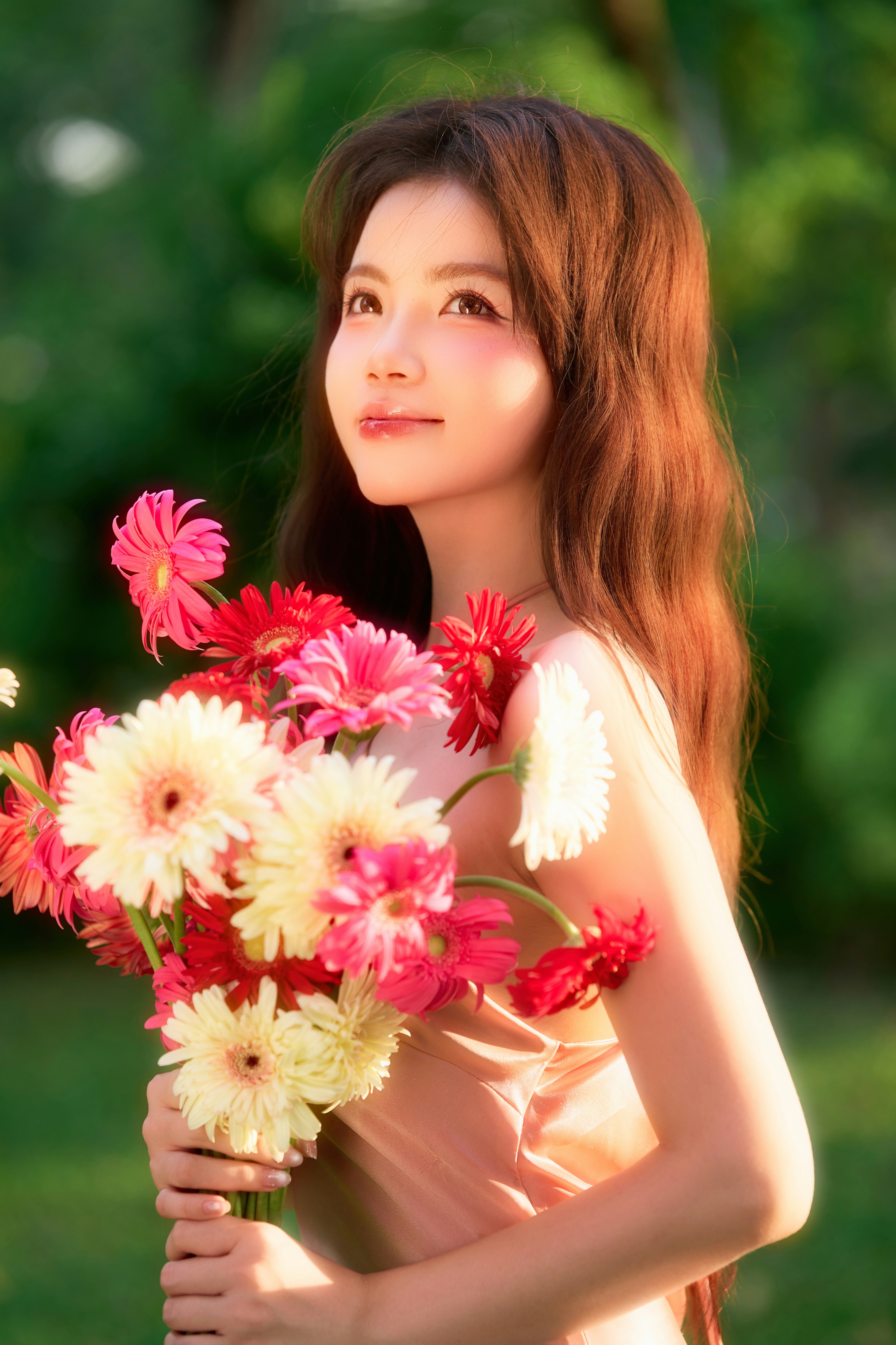 Floral Glow: Portrait in a Field of Color