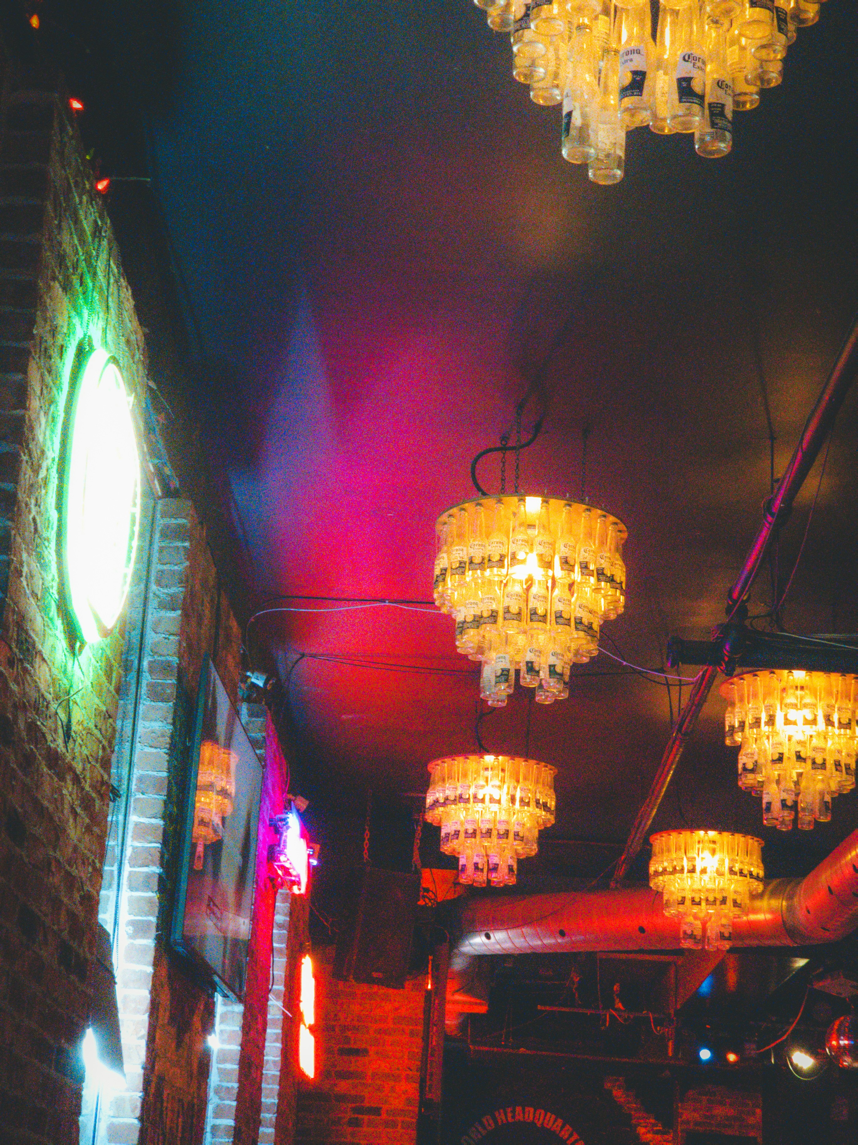 Neon Chandelier Alley: A Night at the Brick-Wedged Bar