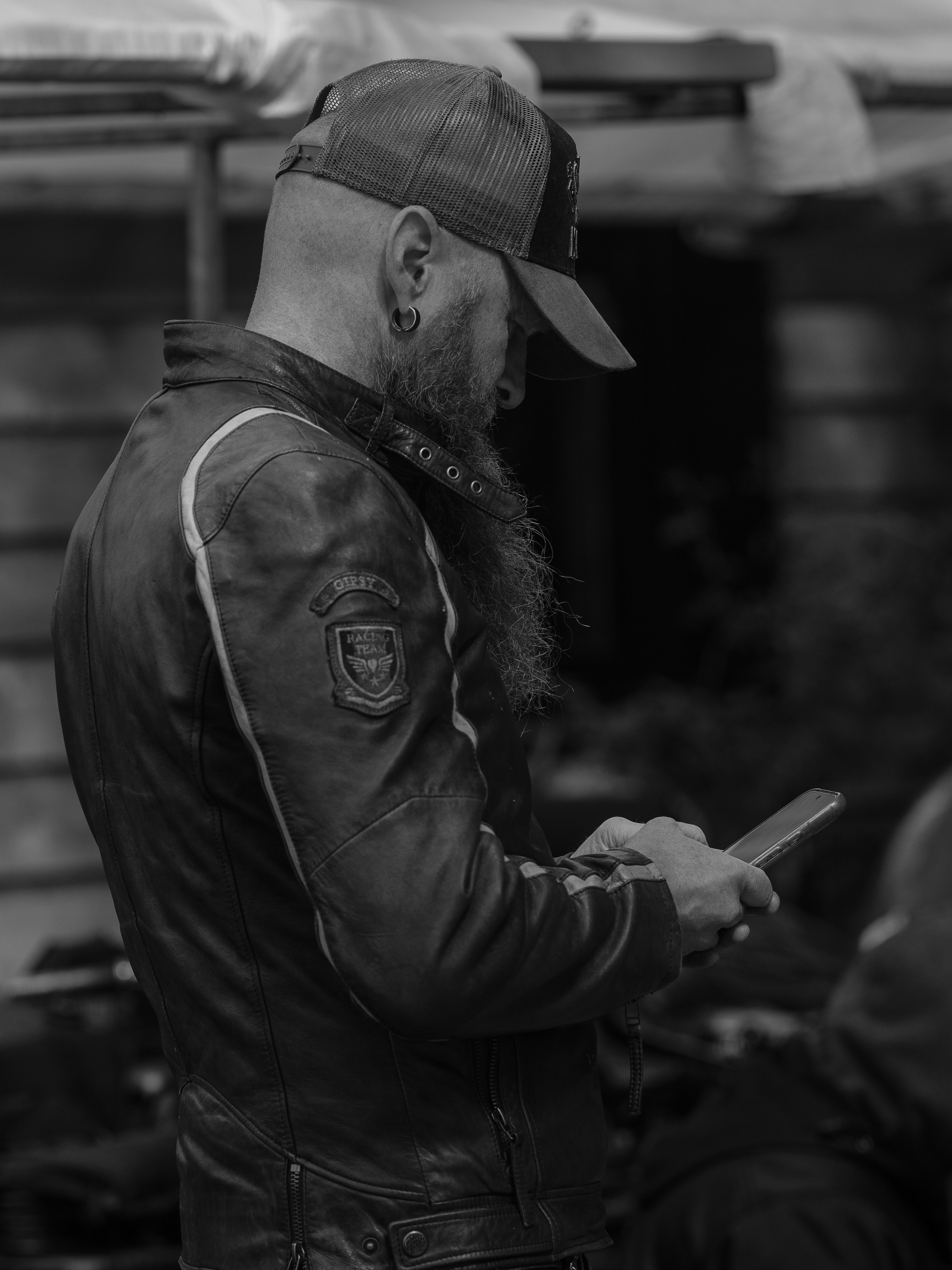 Portrait of Focus: A Bearded Rider in Momentary Quiet