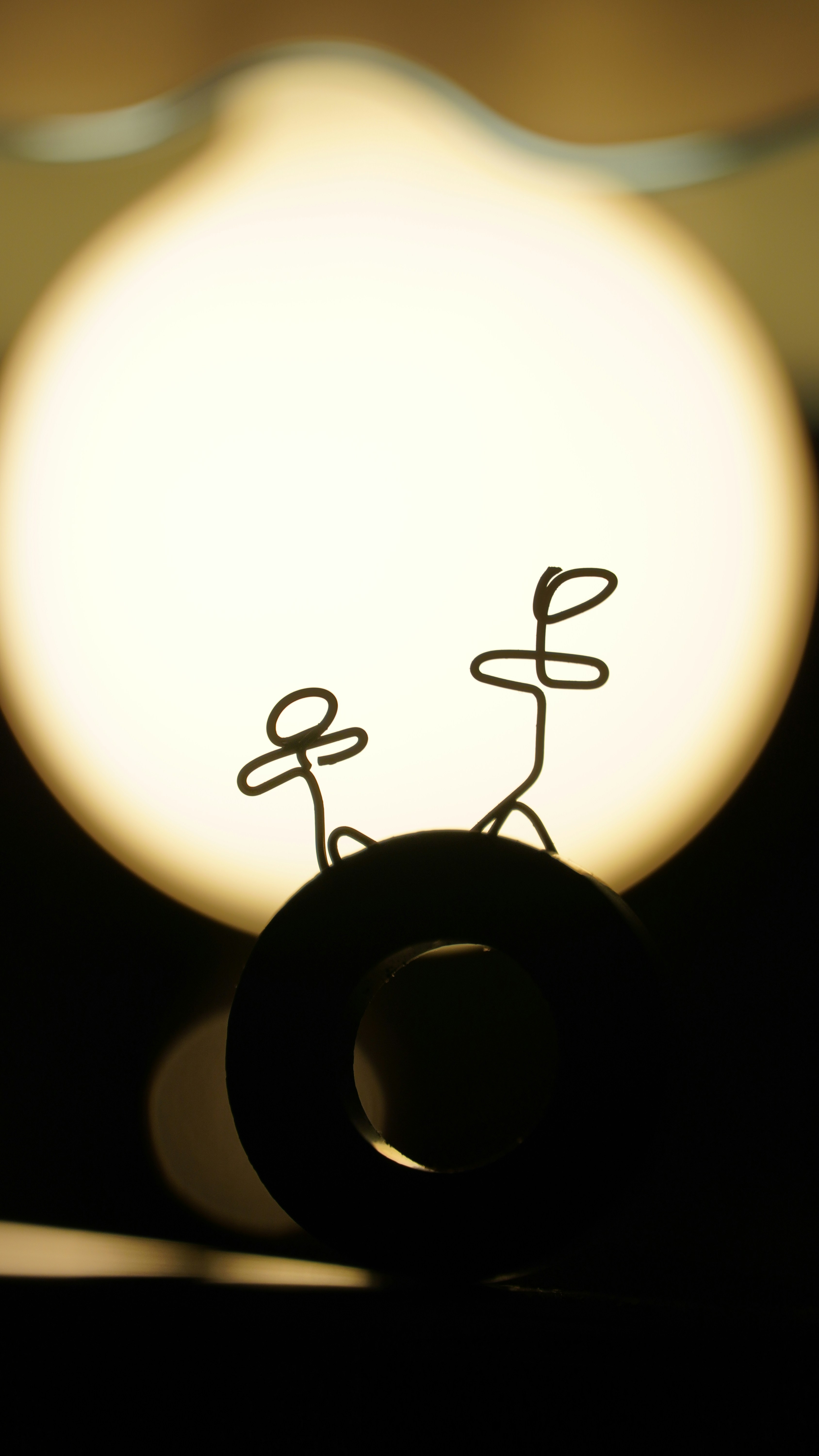 Backlit Studio Sketch: Silhouettes of Wavy Lines Beneath a Circular Glow