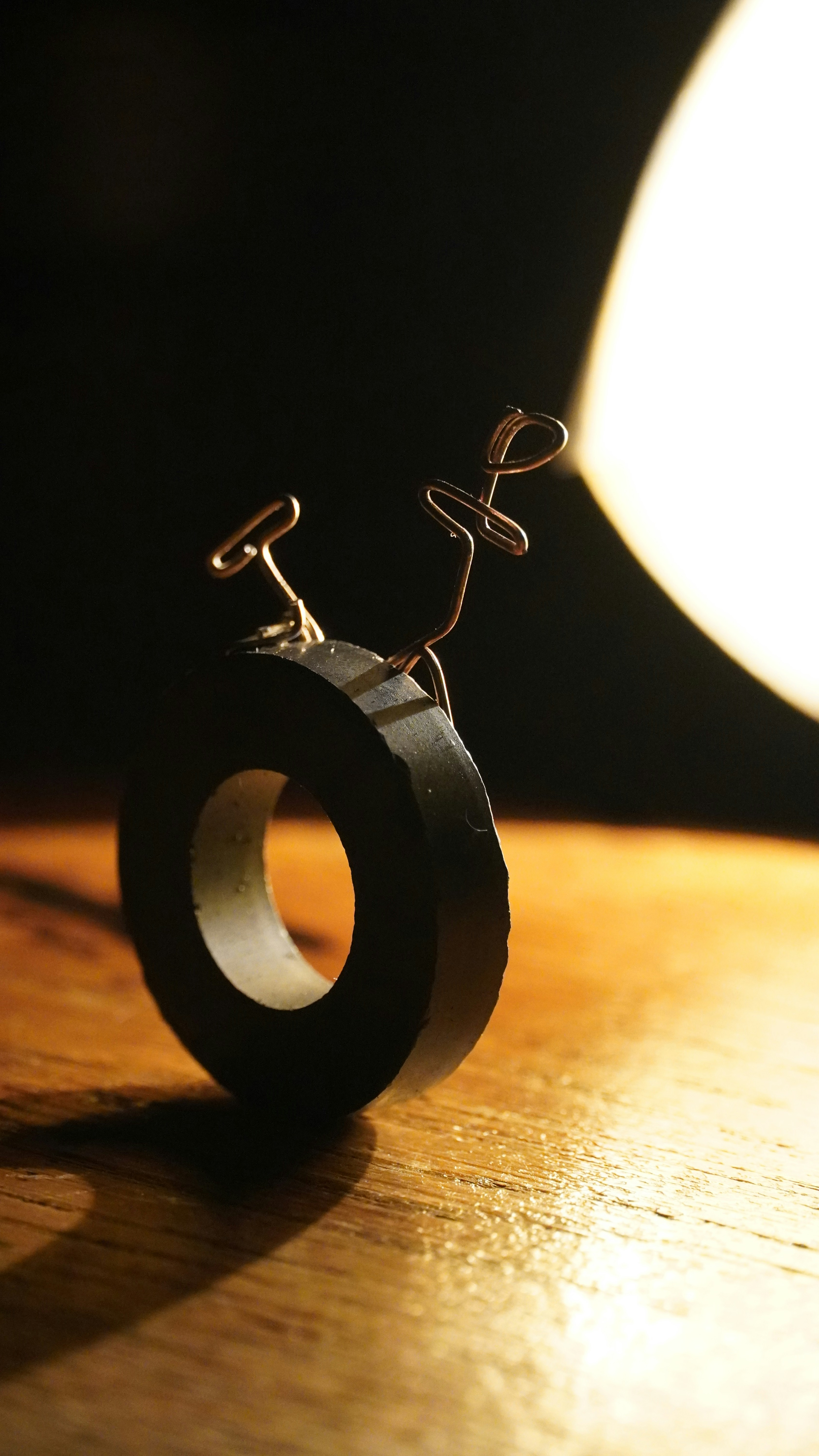 Coiled Spring and Ring: A Quiet Moment in Copper Light