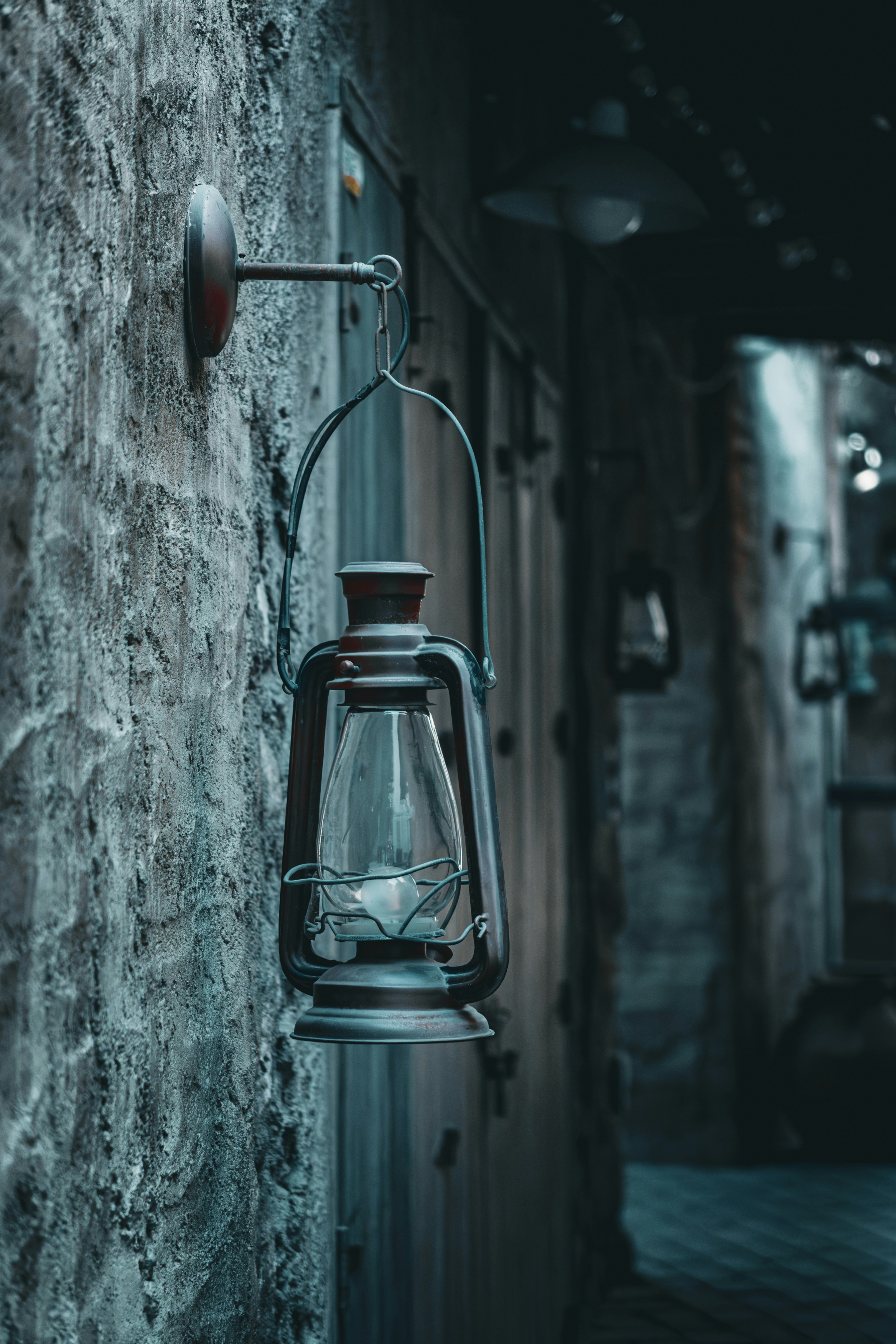 Lonely Lantern on a Weathered Alley