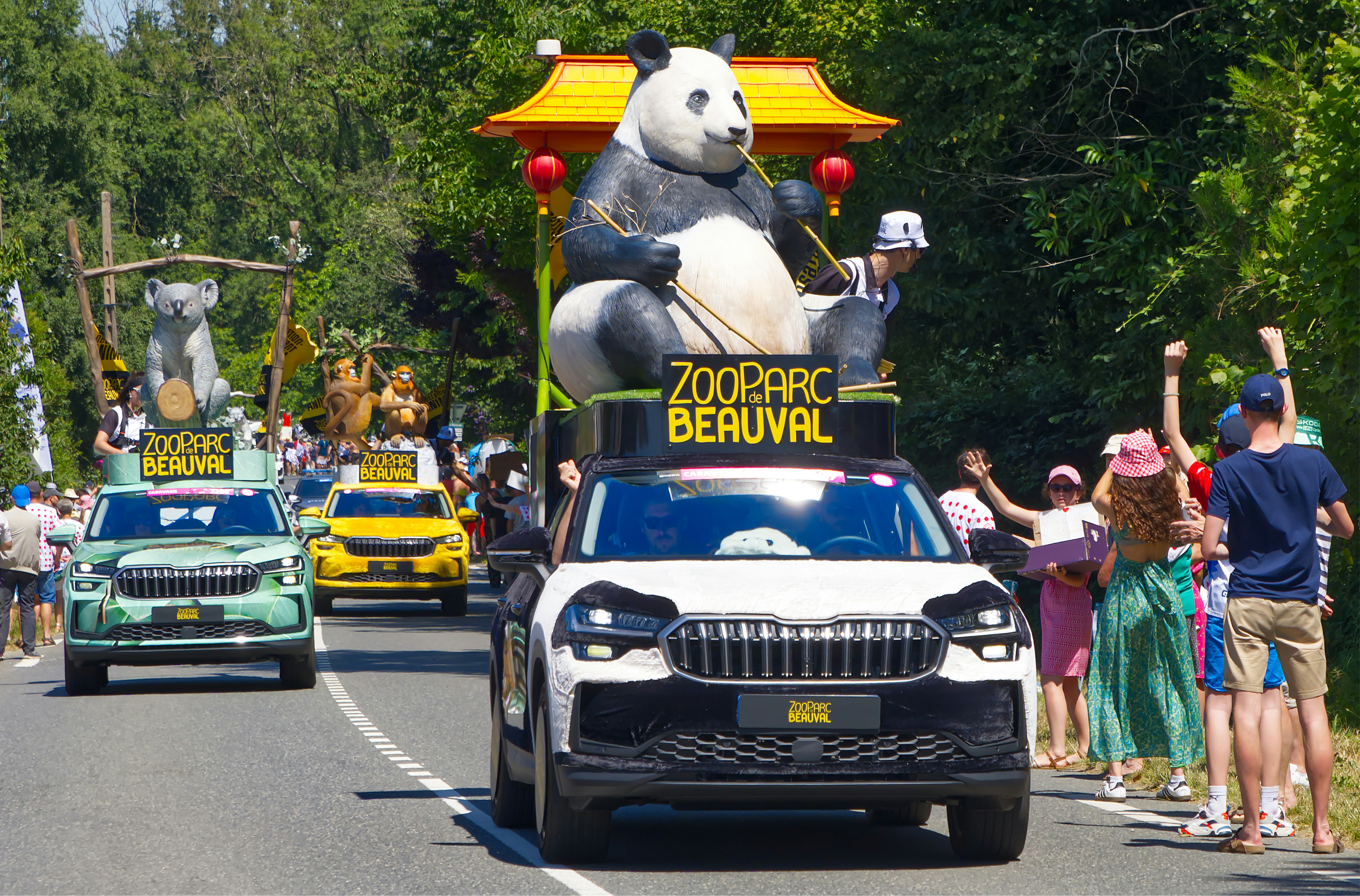 Panda Parade on the Main Street: Giant Floats and Enthusiastic Crowd