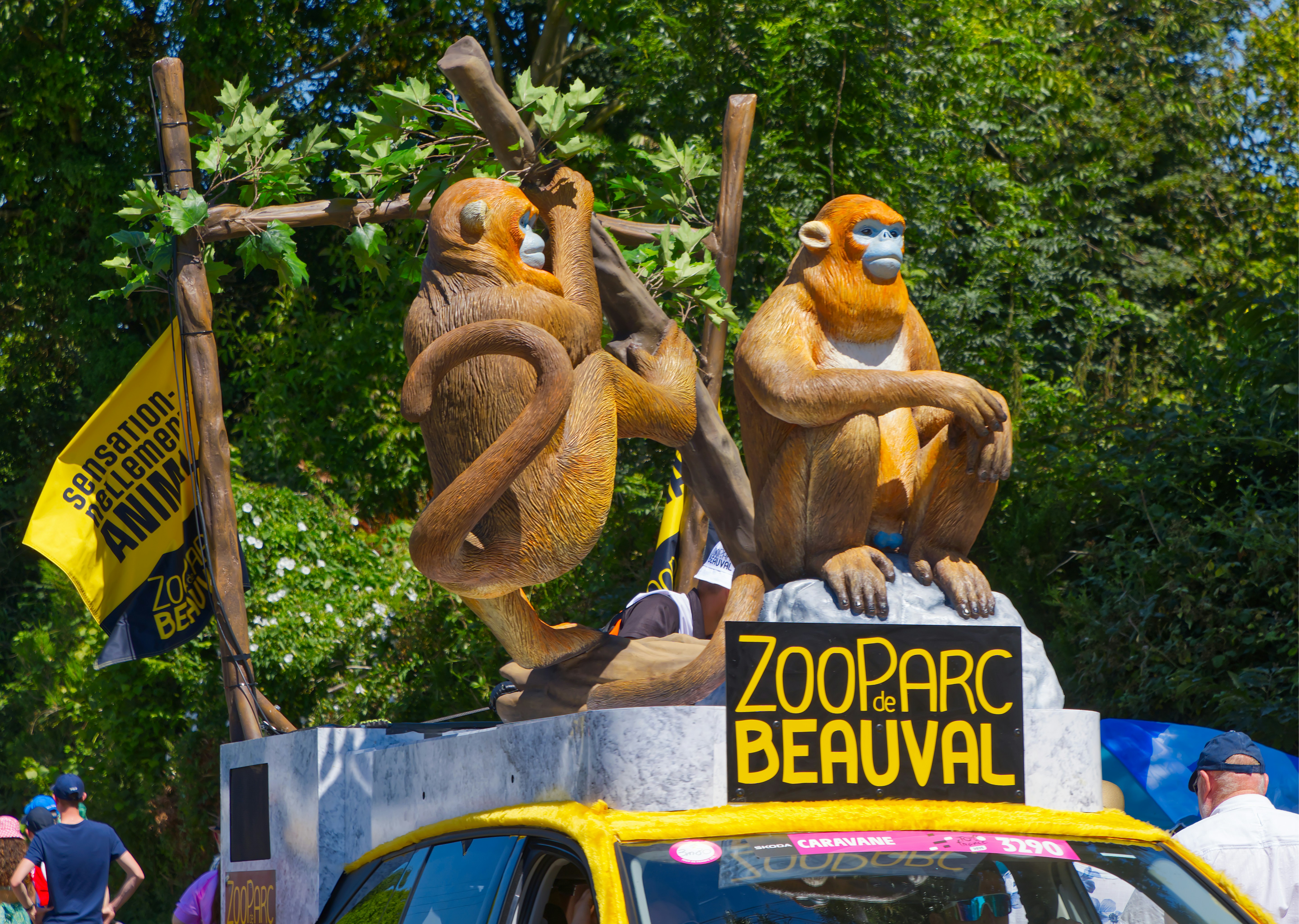 Beacons of Beaulval: Primates on Parade atop a sunlit float