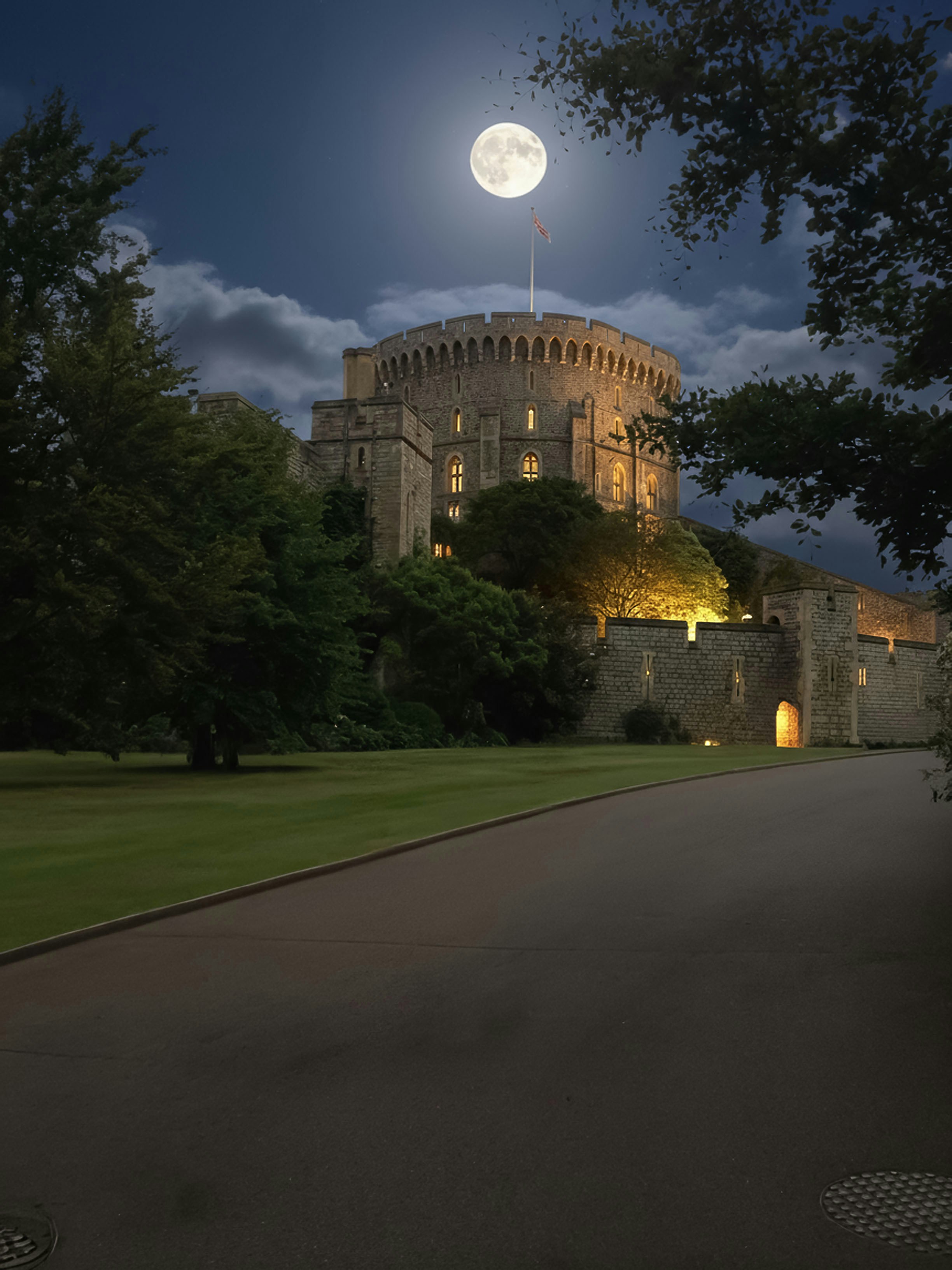 Moonlit Citadel: Nightfall at the Fortress Gate