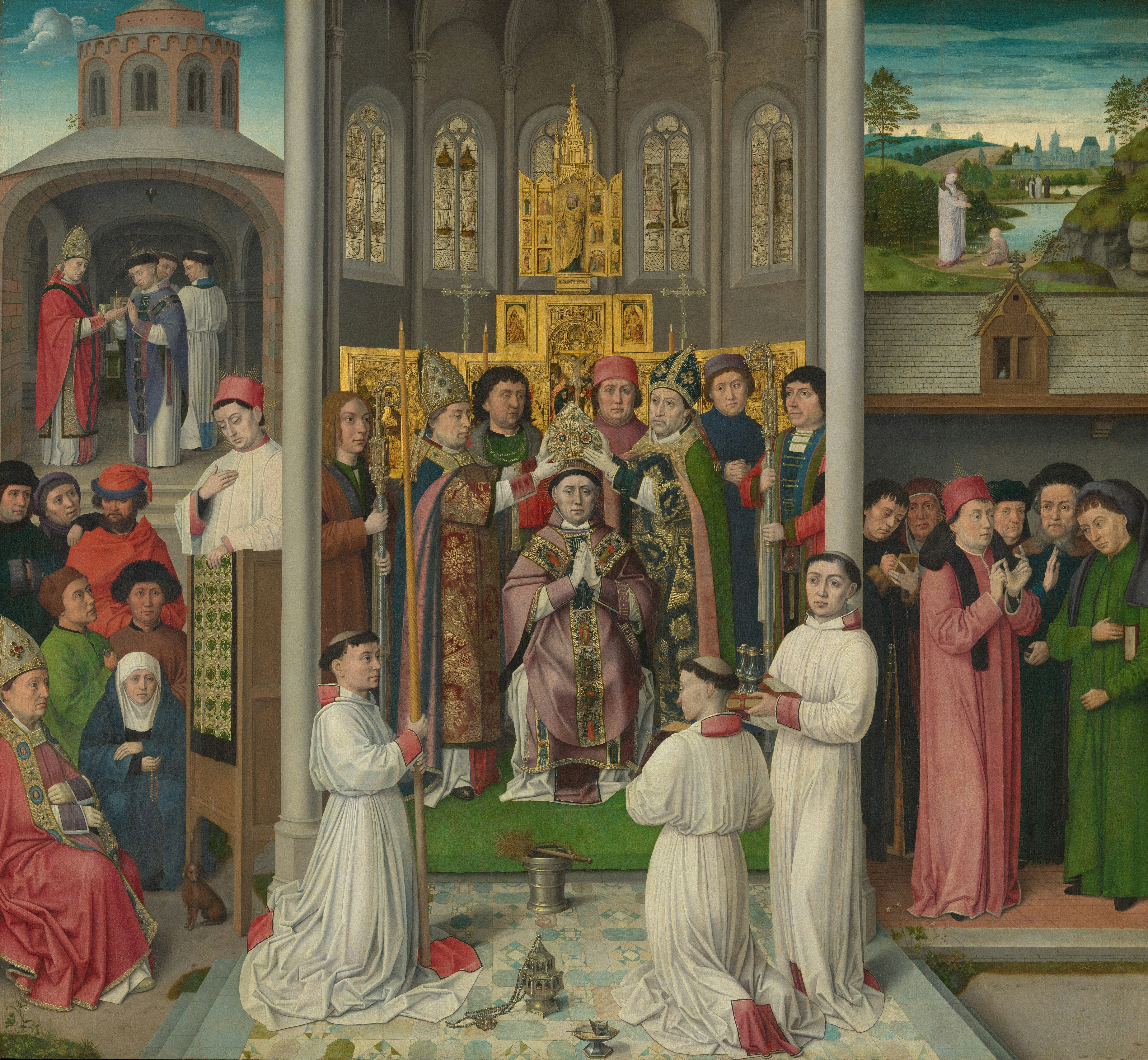 Royal Canon in the Chapel: A Grand Procession Inside a Medieval Altarpiece