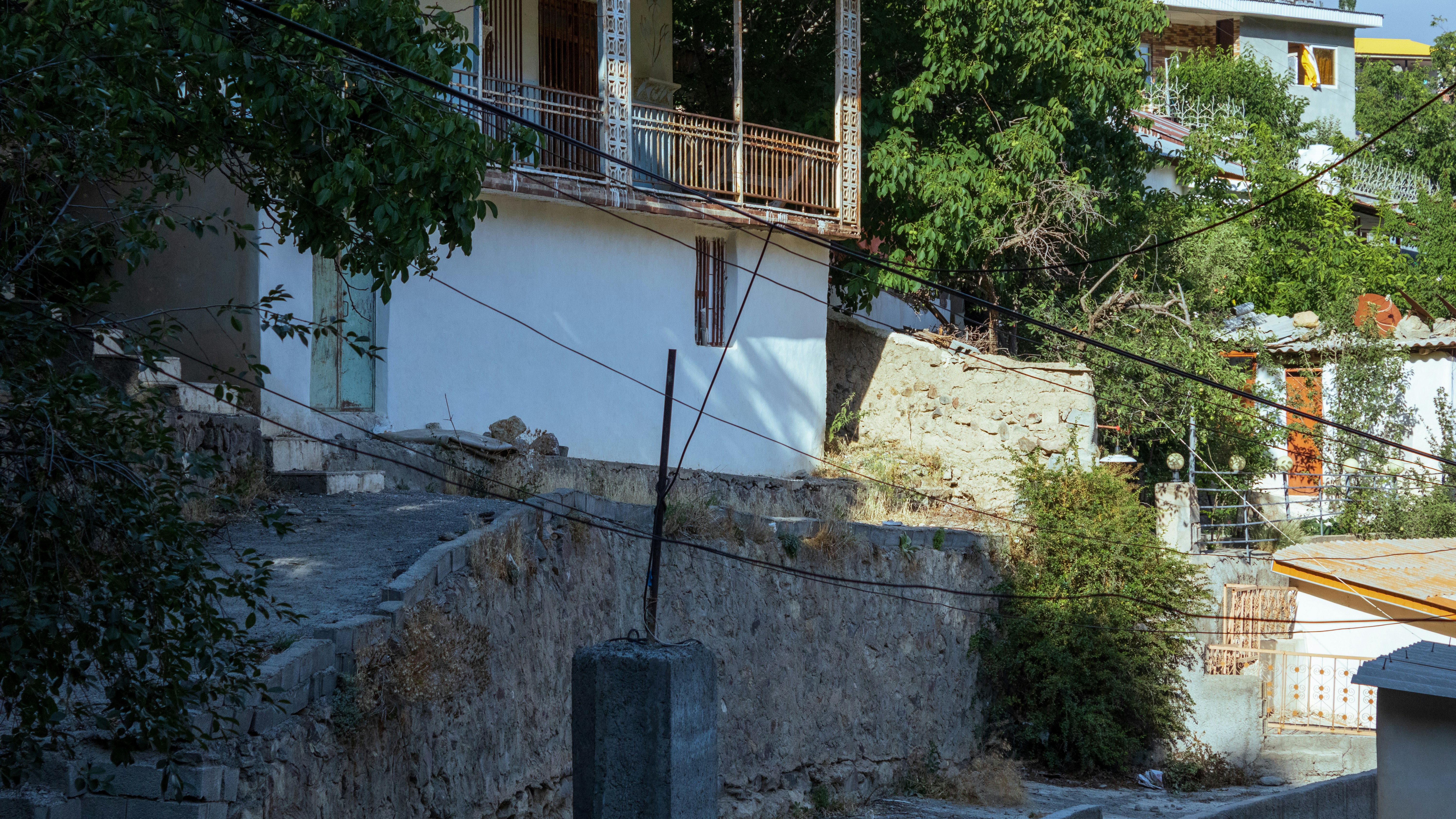 Sunlit Terrace Overlooking a Quiet hillside