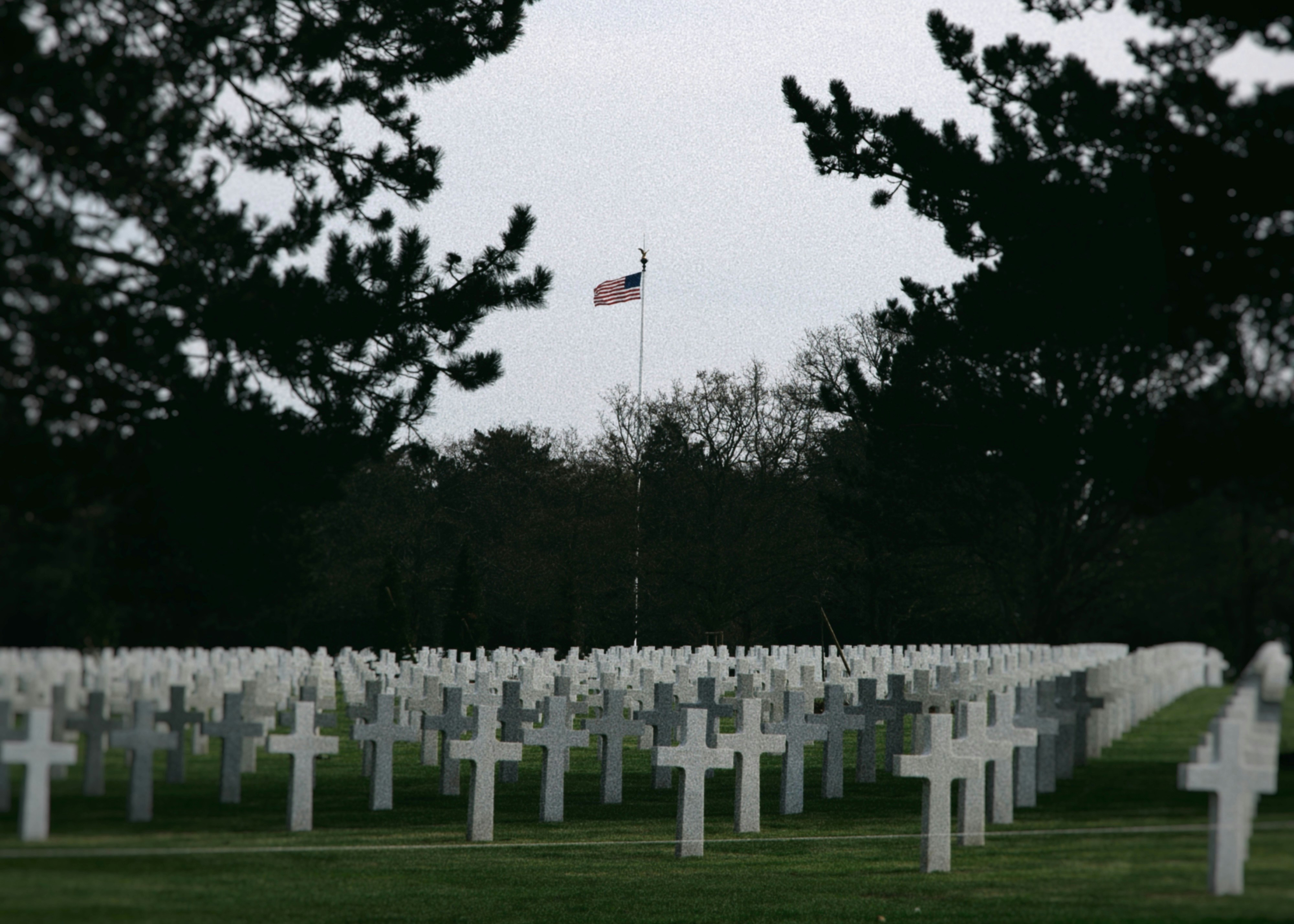 Flag Over Quiet Rows: A Veteran Cemetery Evening
