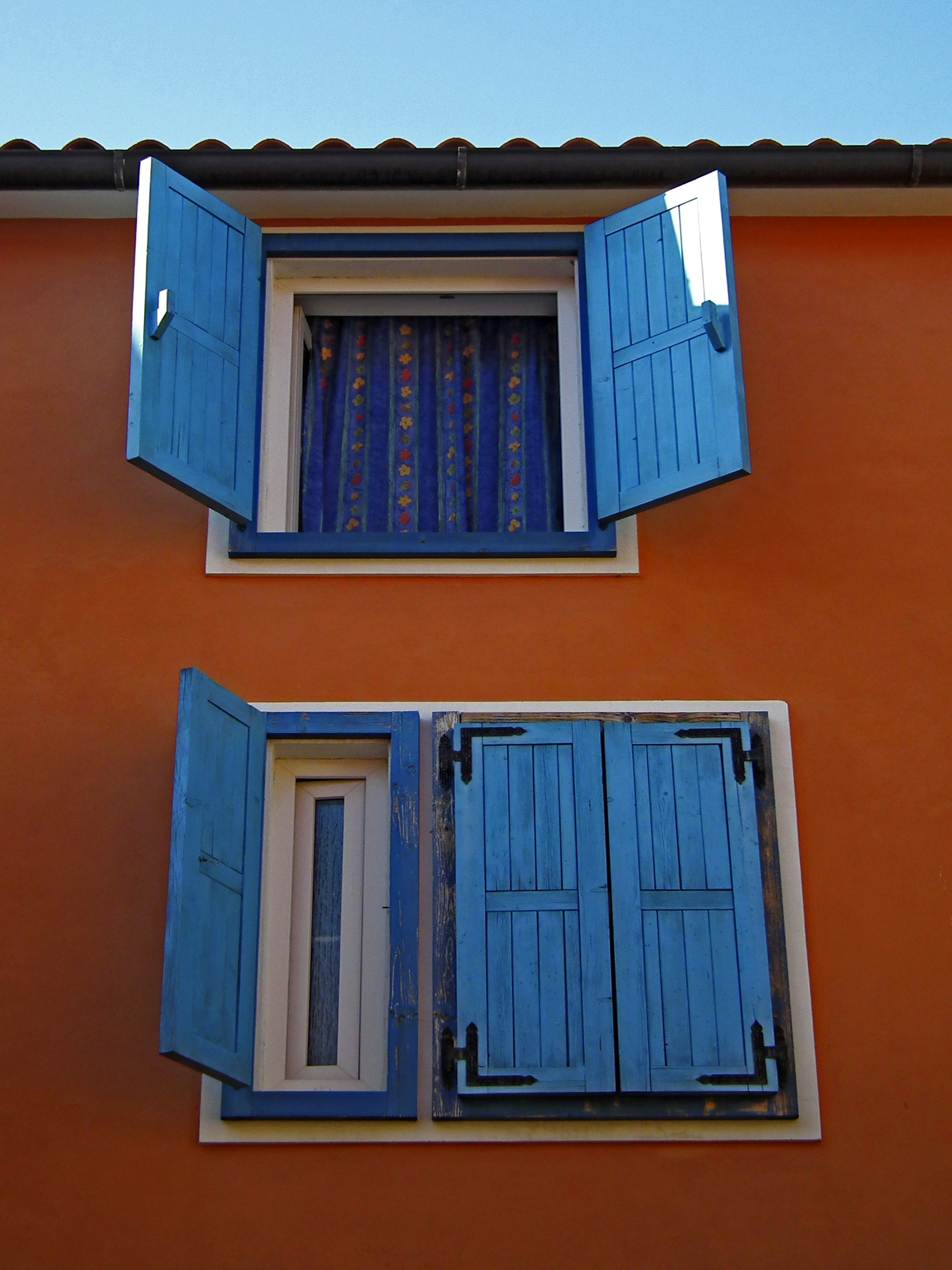 Azure Windowpanes on a Tangerine Wall