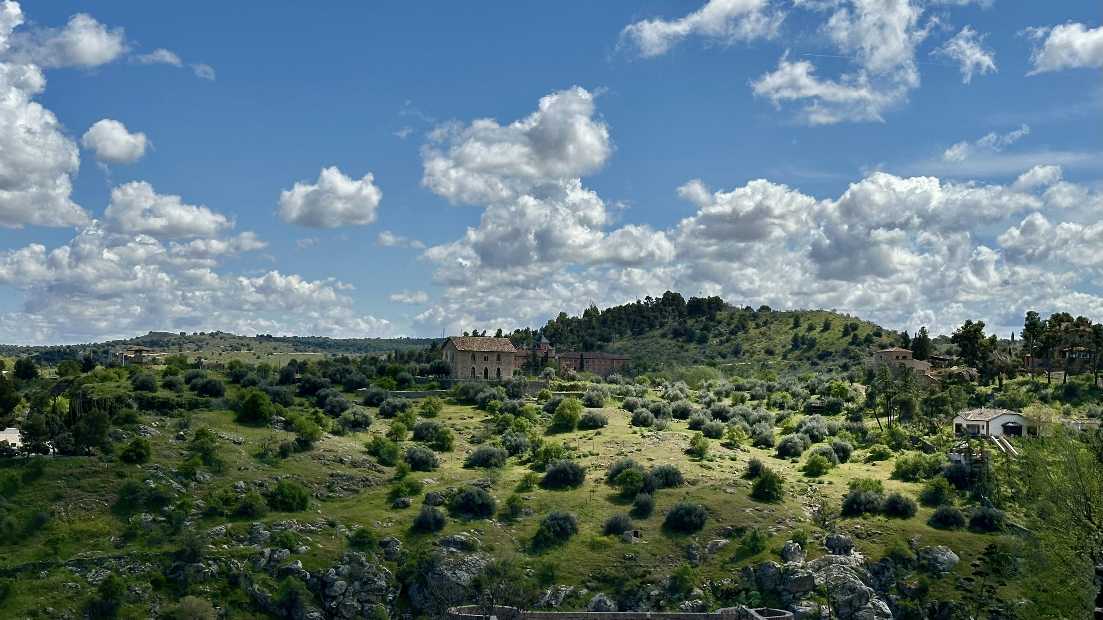 Hushed Hillside Village Under a Spangled Sky