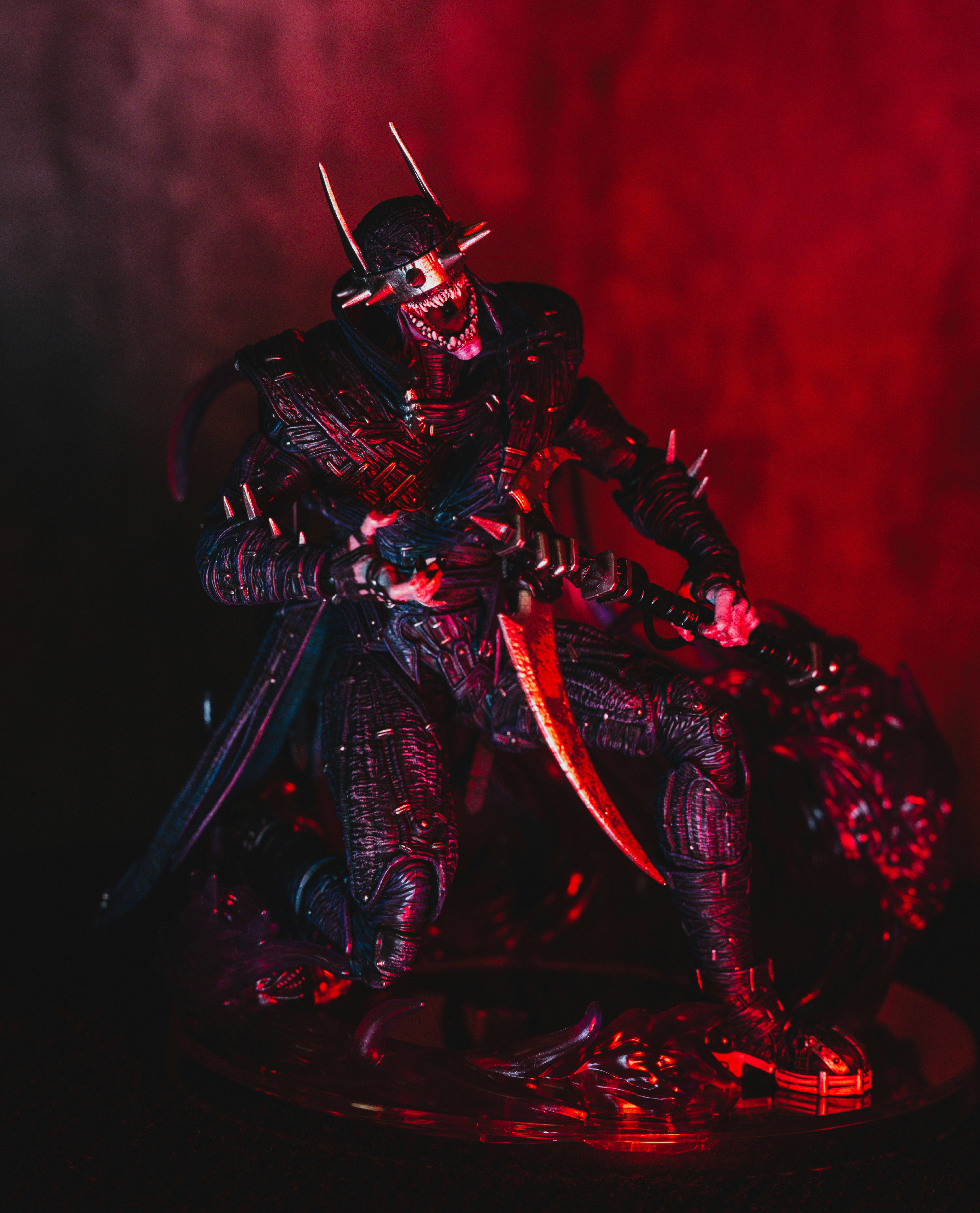 Predator at Dread Night: Crimson blades under a crimson glare