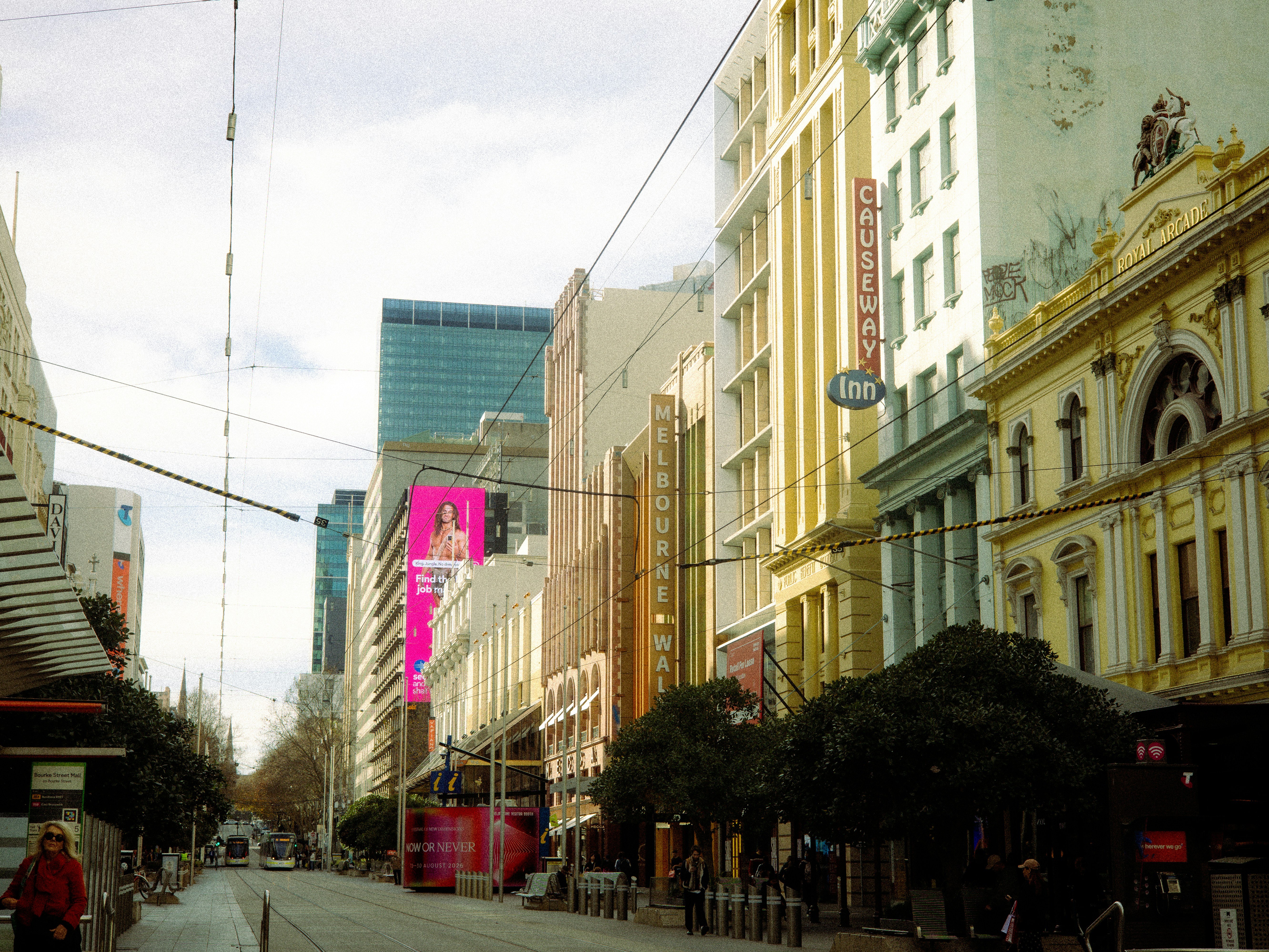 Sunlit City Boulevard: A Corridor of Color and Signage