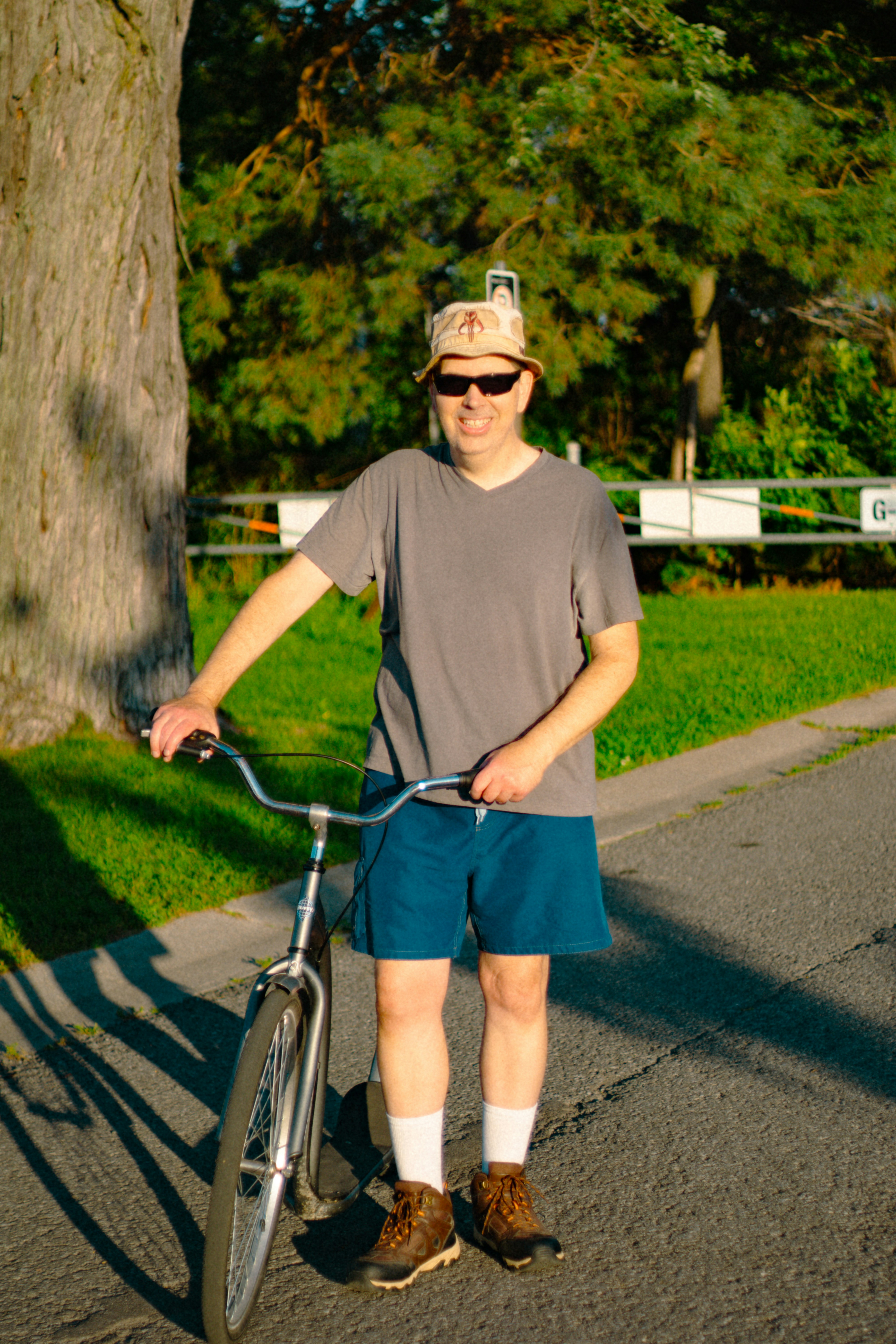 Cyclist in the Park: A Sunny Ride with GoPro-on-Head Detail