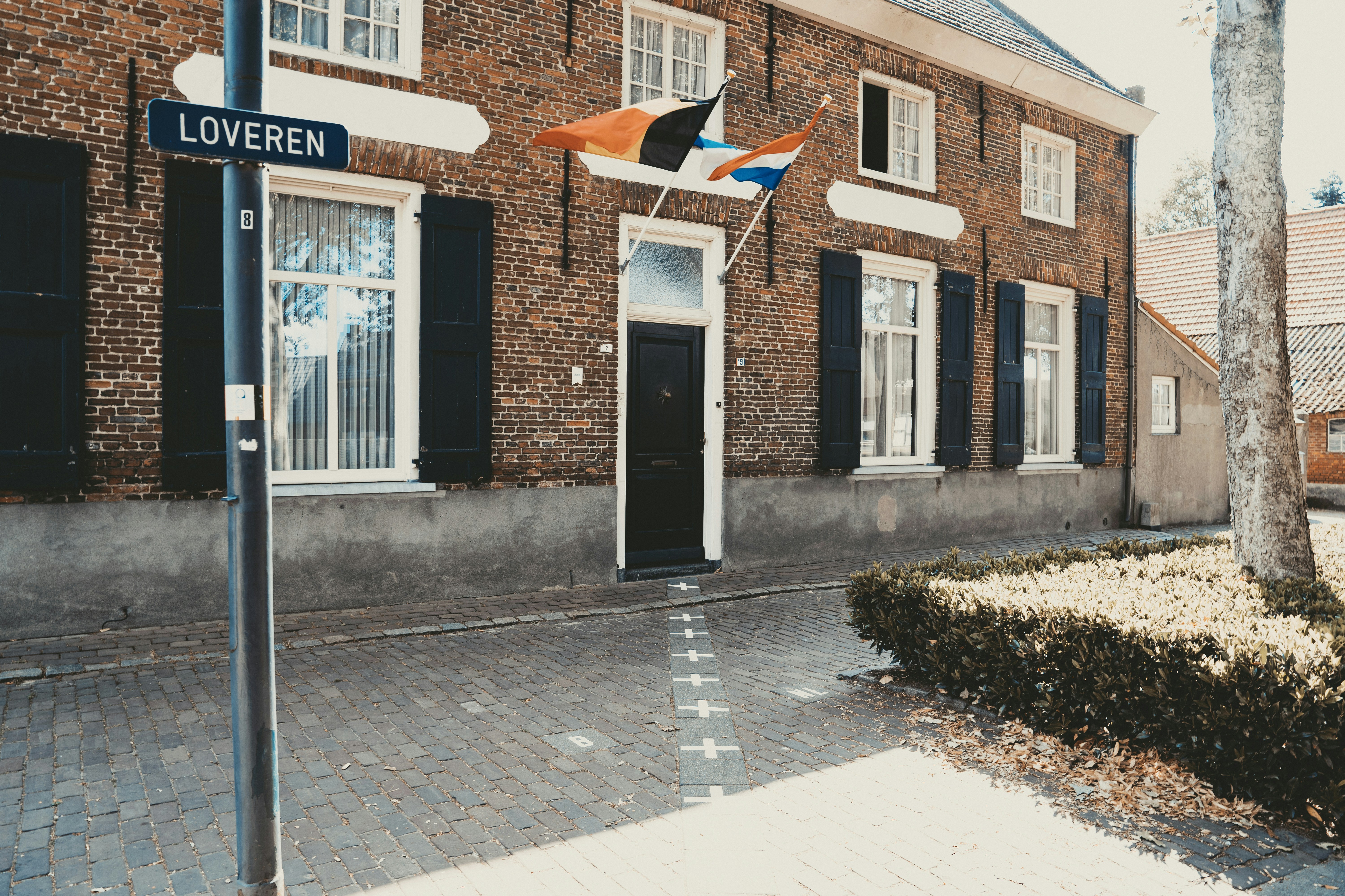 Flagged Dutch Street at Stoplight Corner
