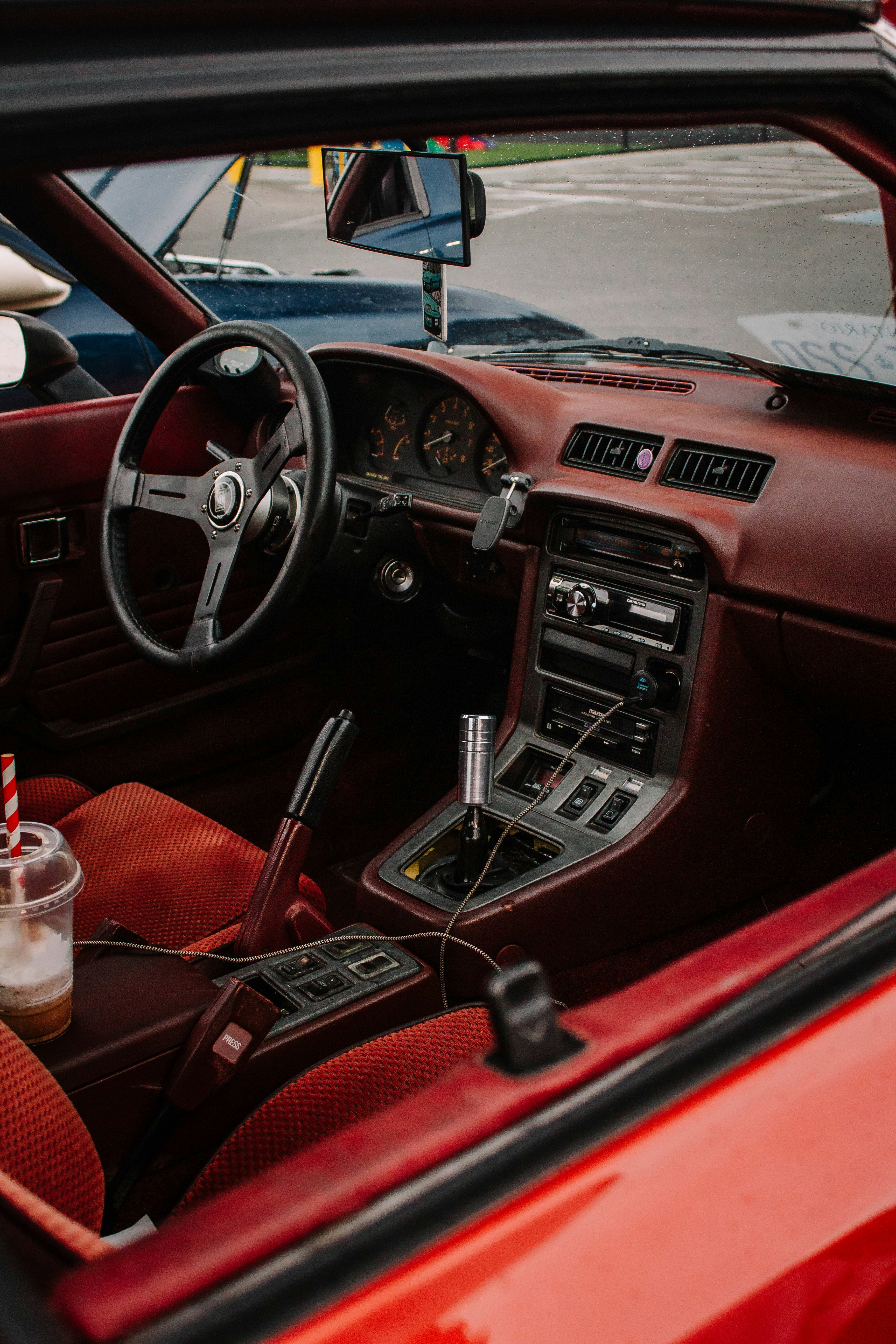 Midnight Red: The Classic Car Cockpit