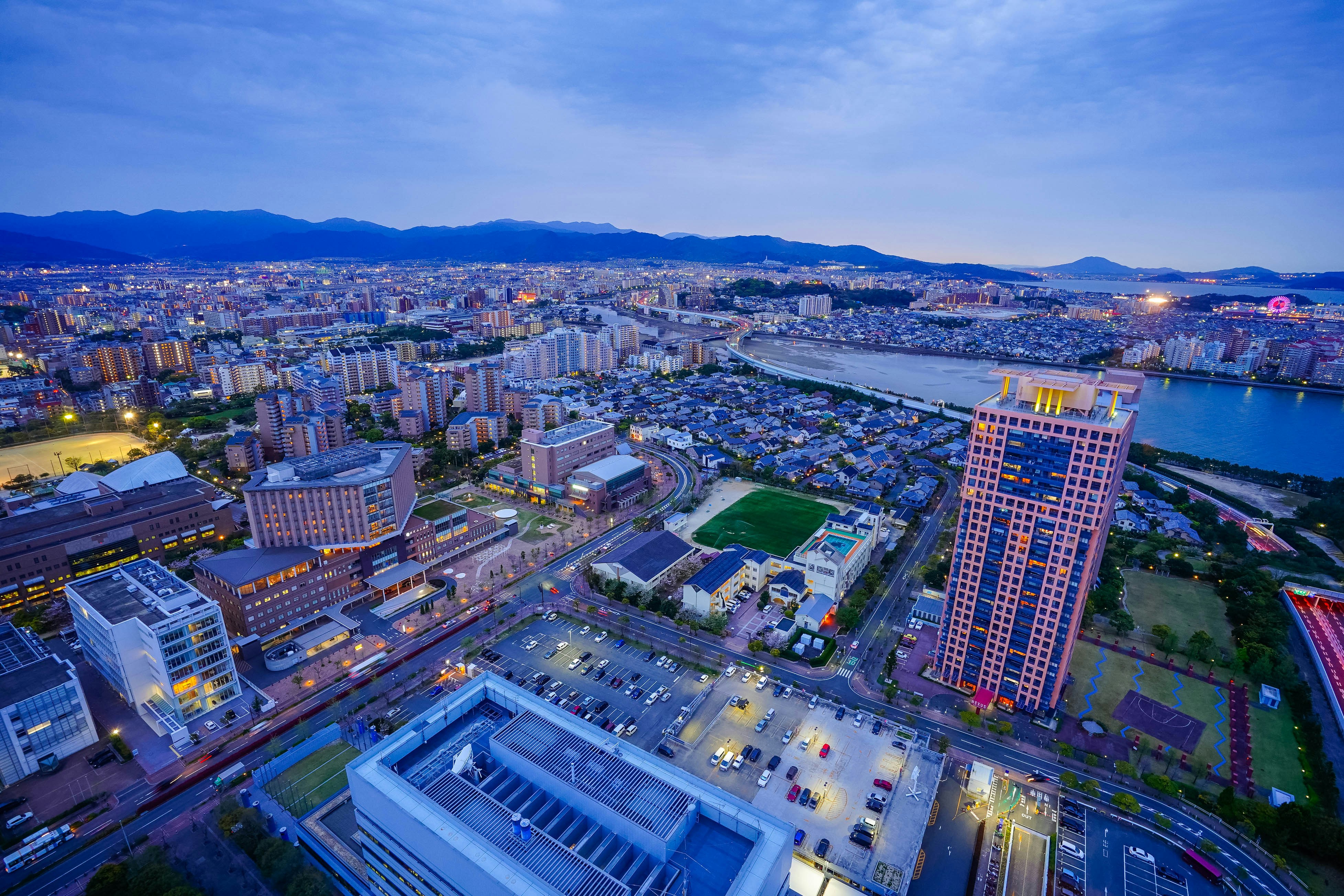 Overlooking the Coastal City: A Bird's-Eye Weave of Buildings and Water