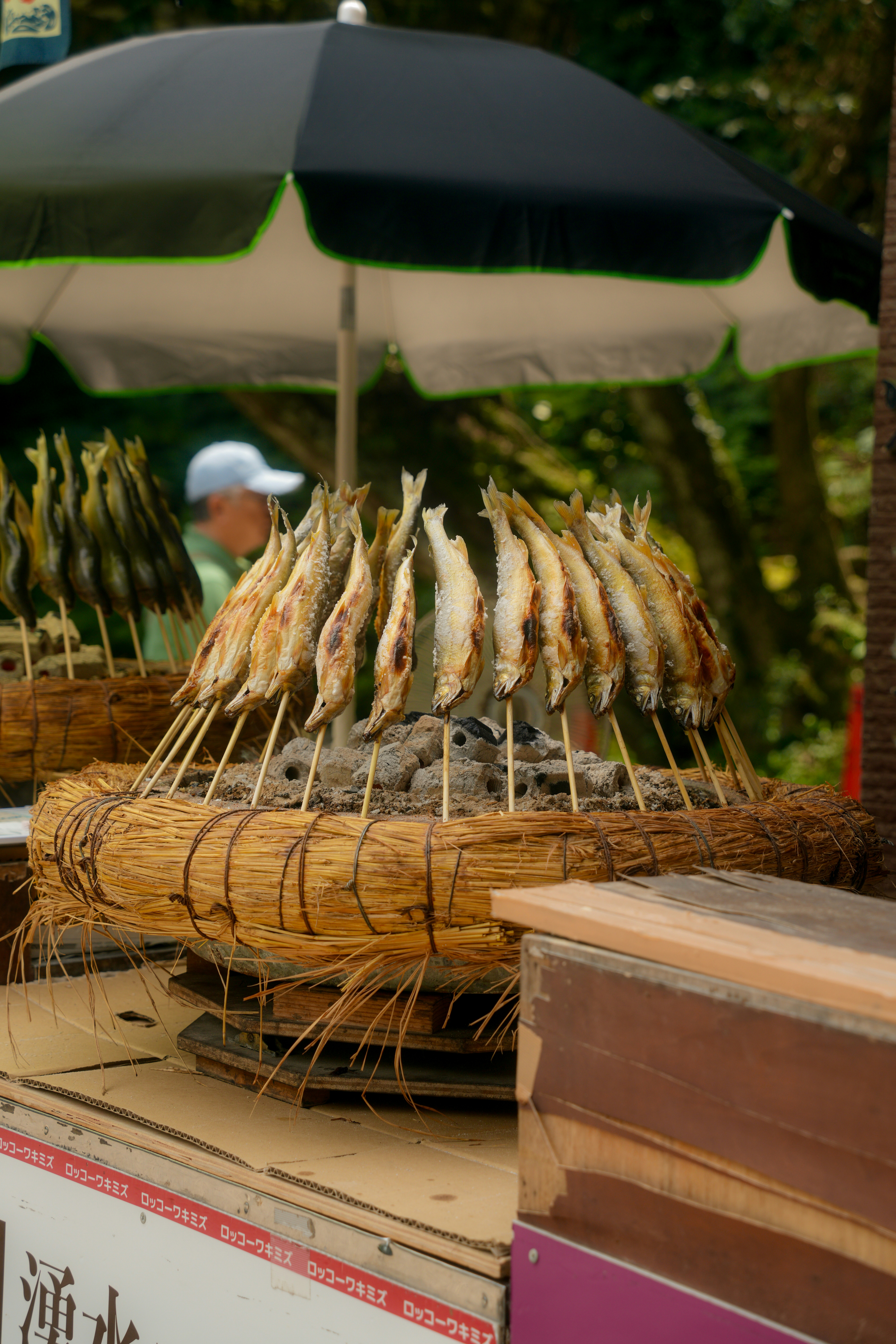 Skewered Seabird Feast under a Market Umbrella