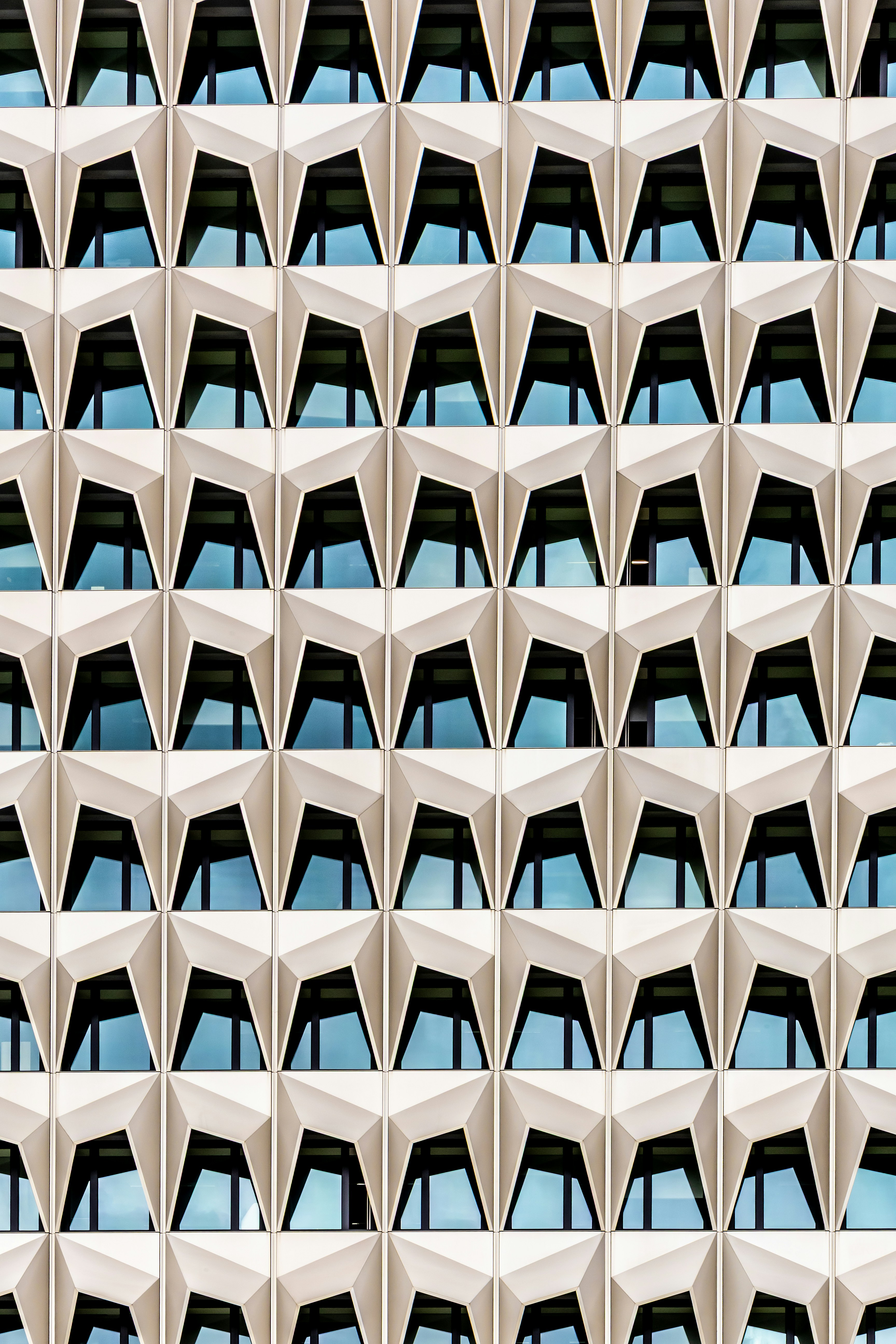 Chevron Facade: Repeating Diamond Windows Pattern