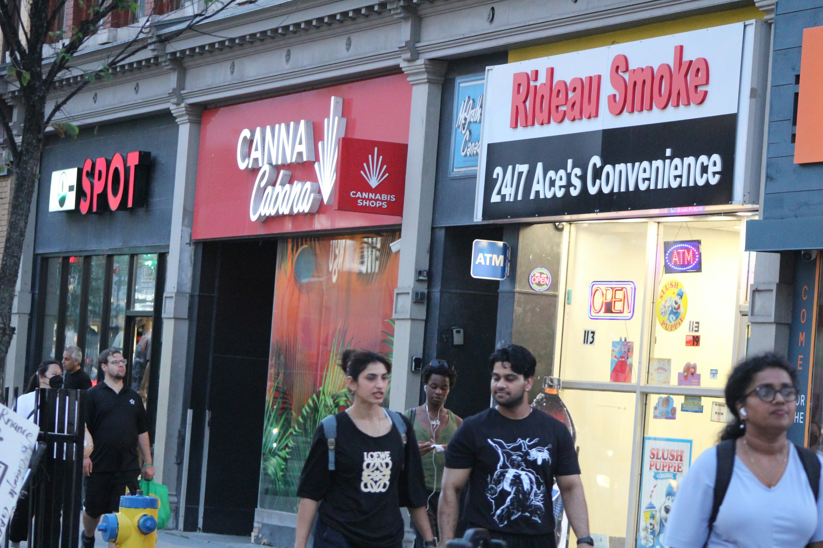 Urban Corridor: Shoppers Window-Fashion and Neon Signs