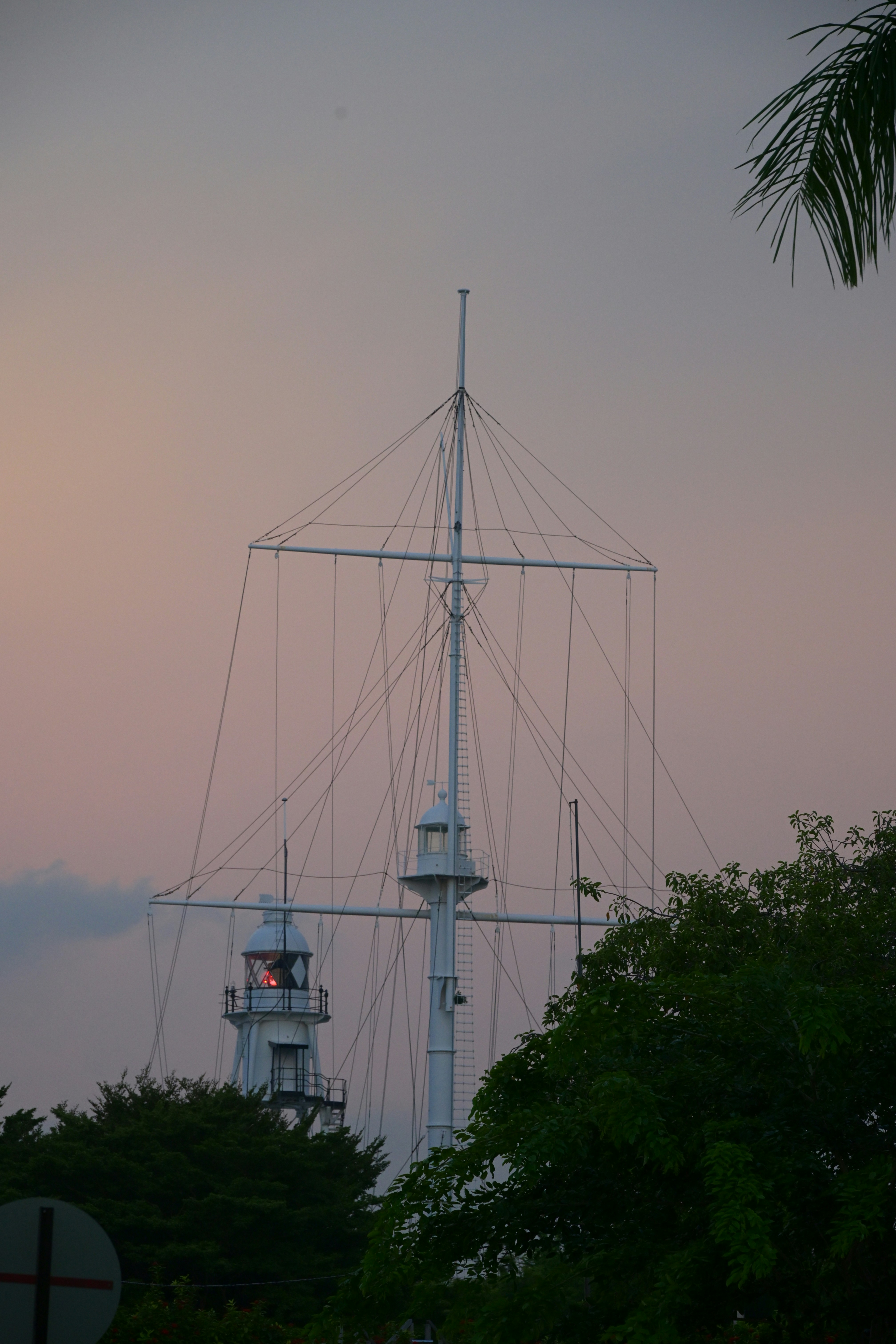 Mast and Lantern at Dusk: Maritime Rigging Silhouette