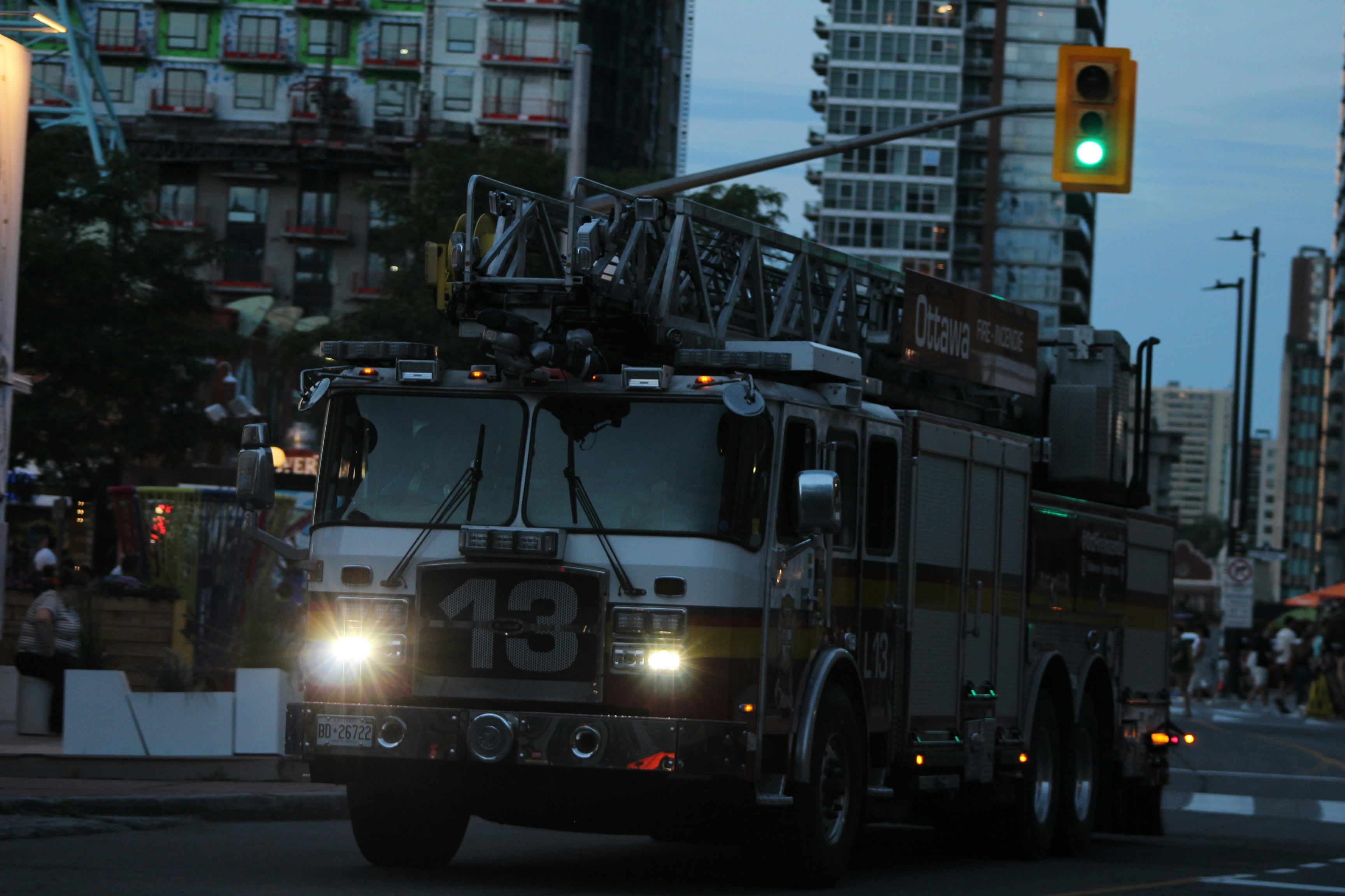 Night Run: A City Fire Engine Clears the Street