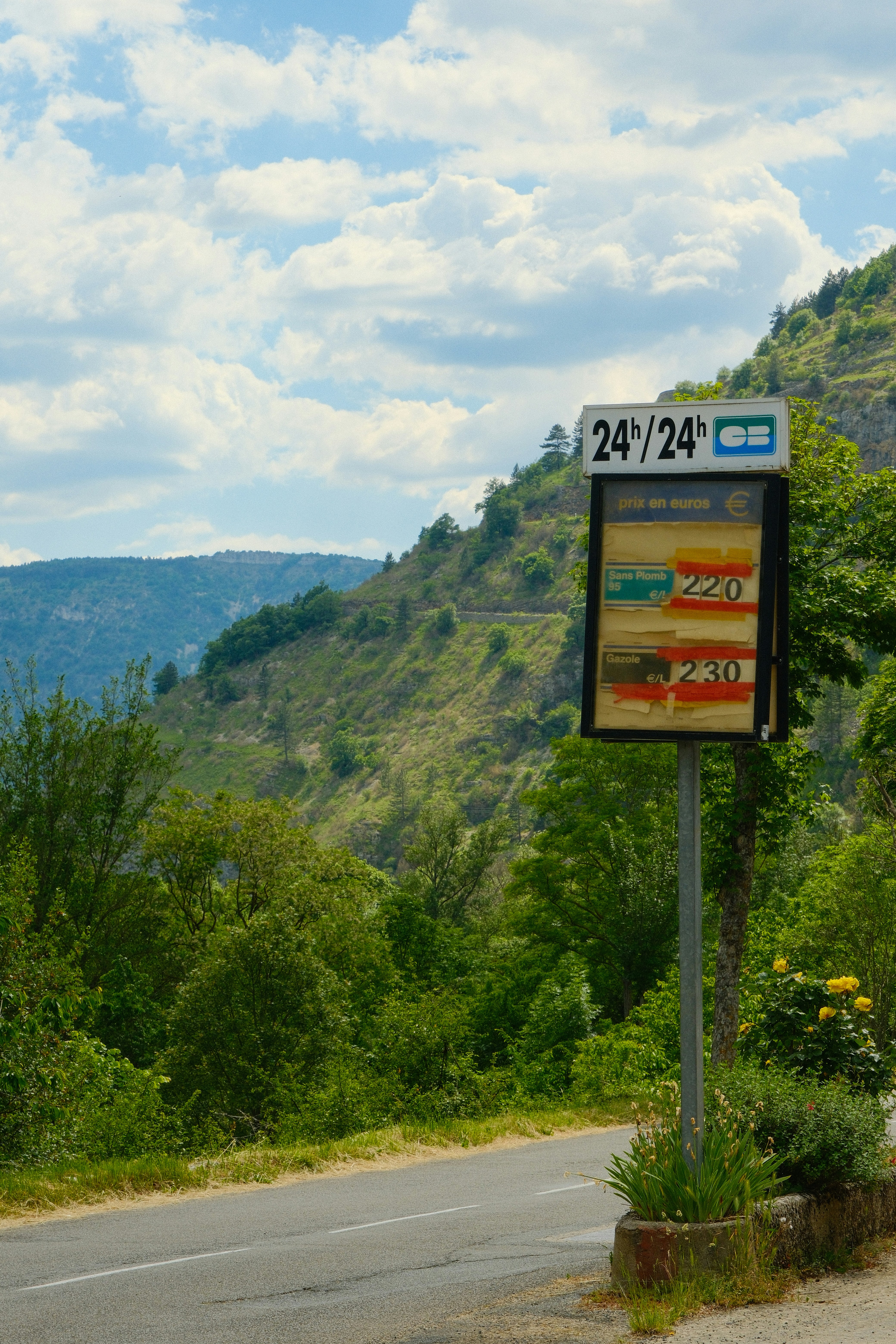 Highway Signover in a Verdant Canyon