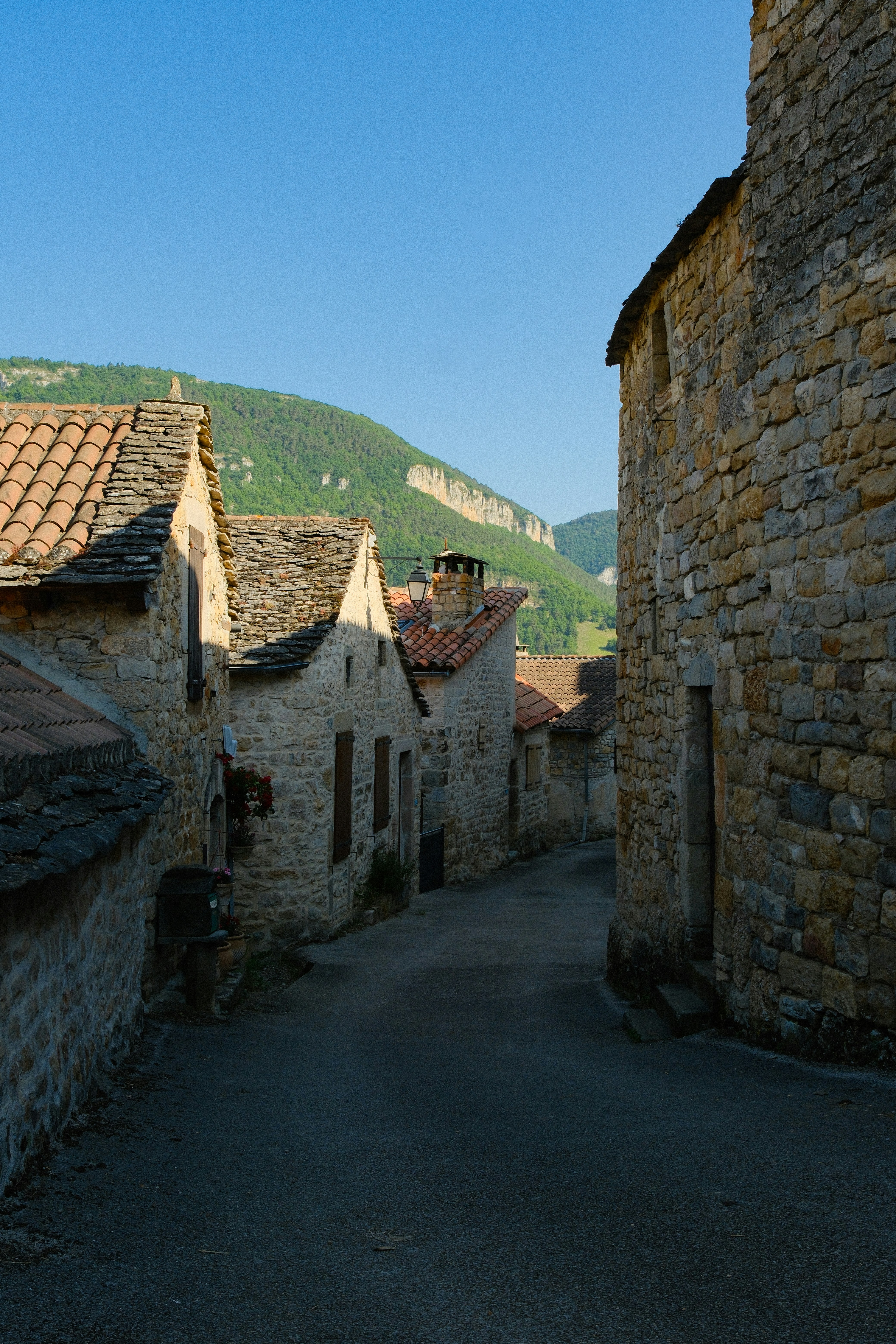 Stone Lane Through a Mountain Village