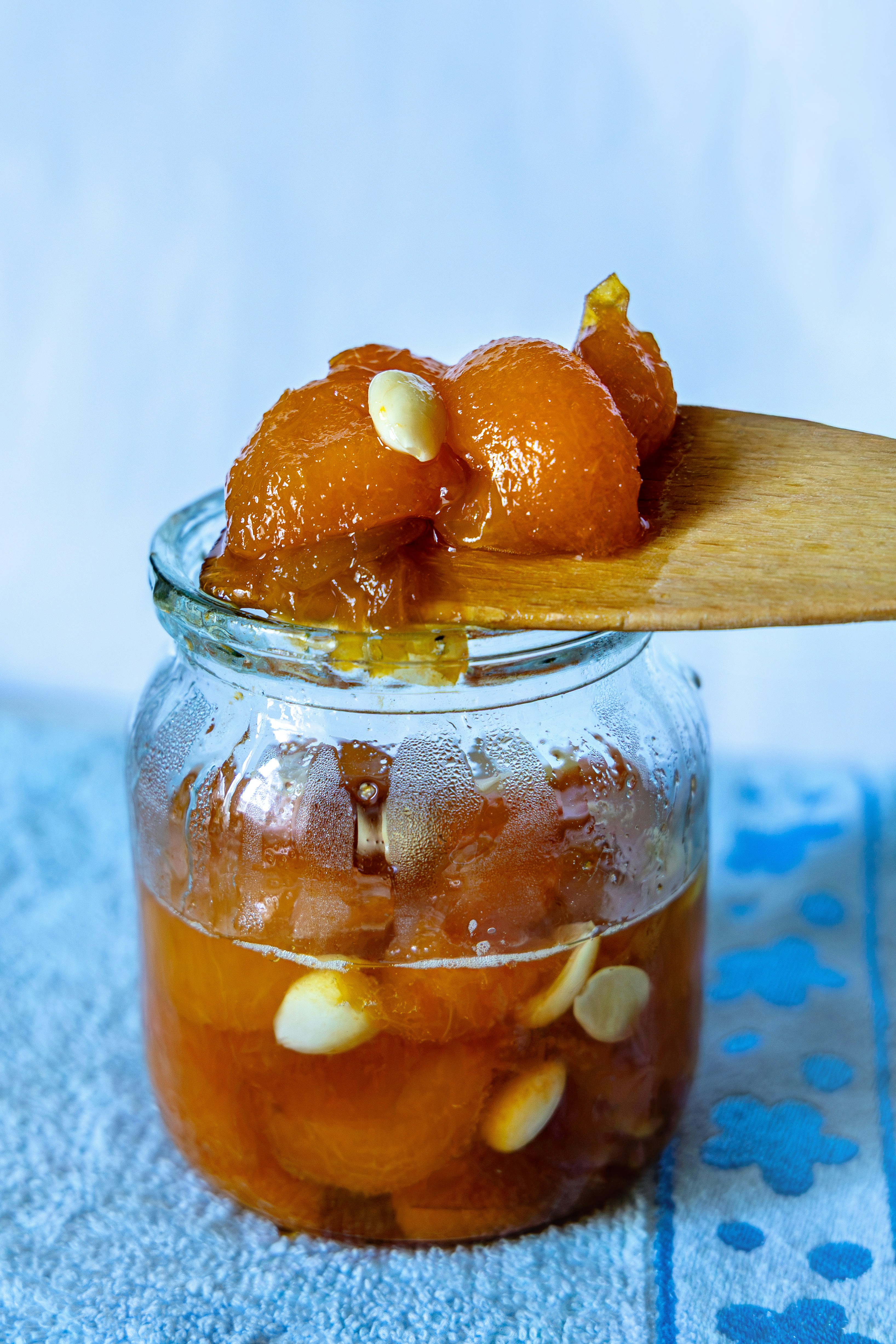 Honeyed Peach Preserves in a Glass Jar