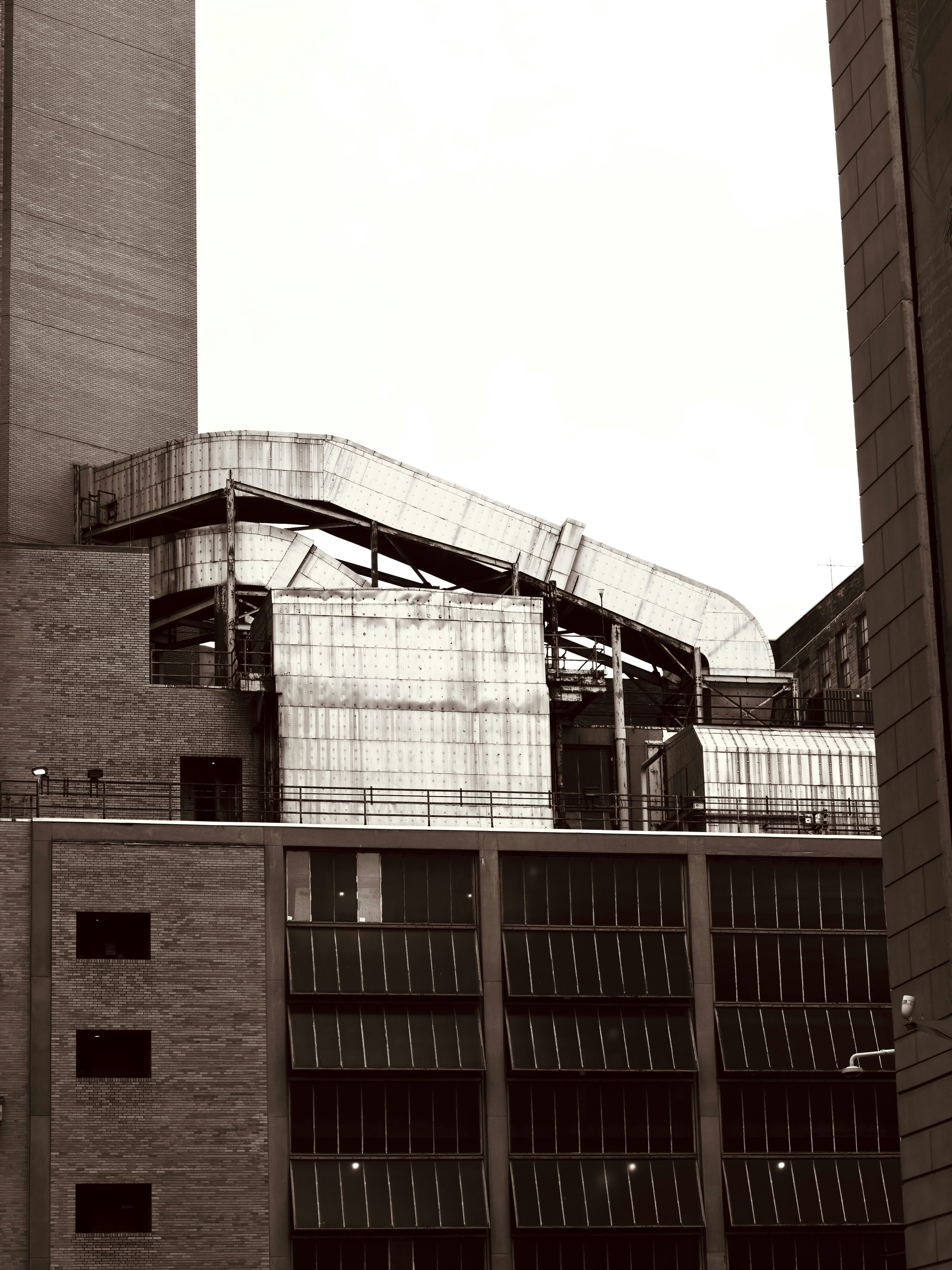 Industrial Rooftops: A Quiet Cascade of Corrugated Steel and Glass