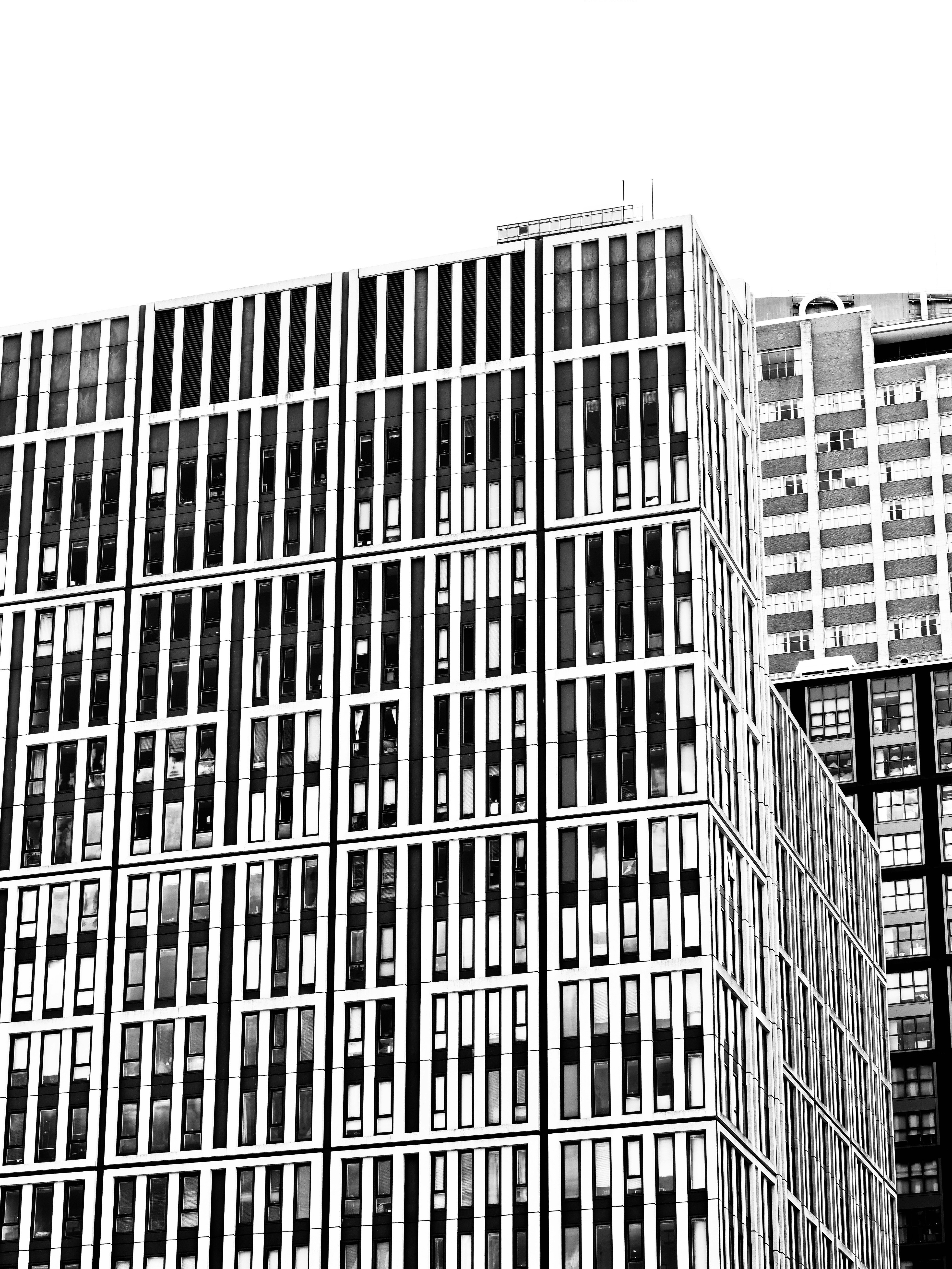 Concrete Lattice: Skyscraper Facade in Monochrome Geometry