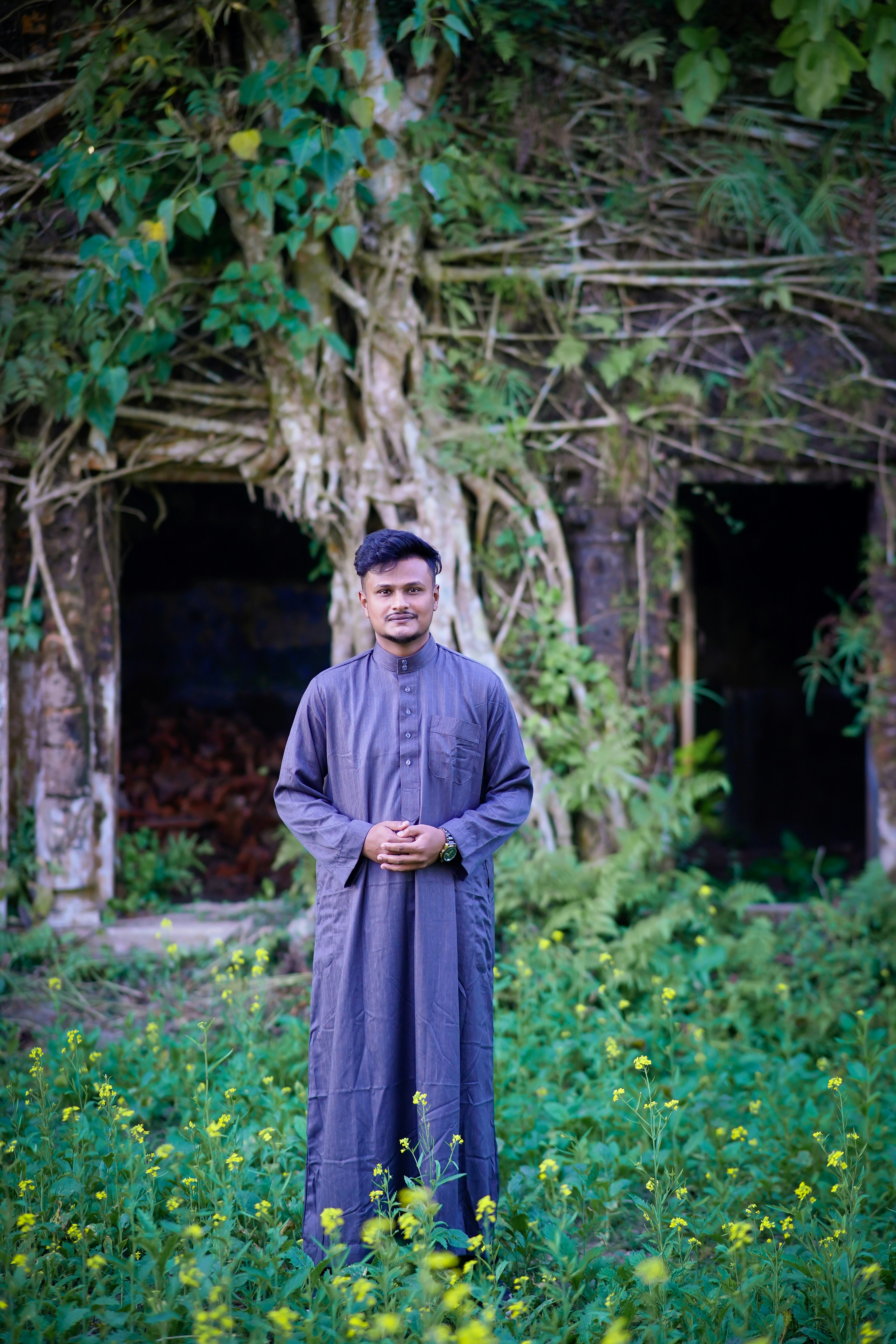 Central Portrait in a Wild-Overgrown Portal