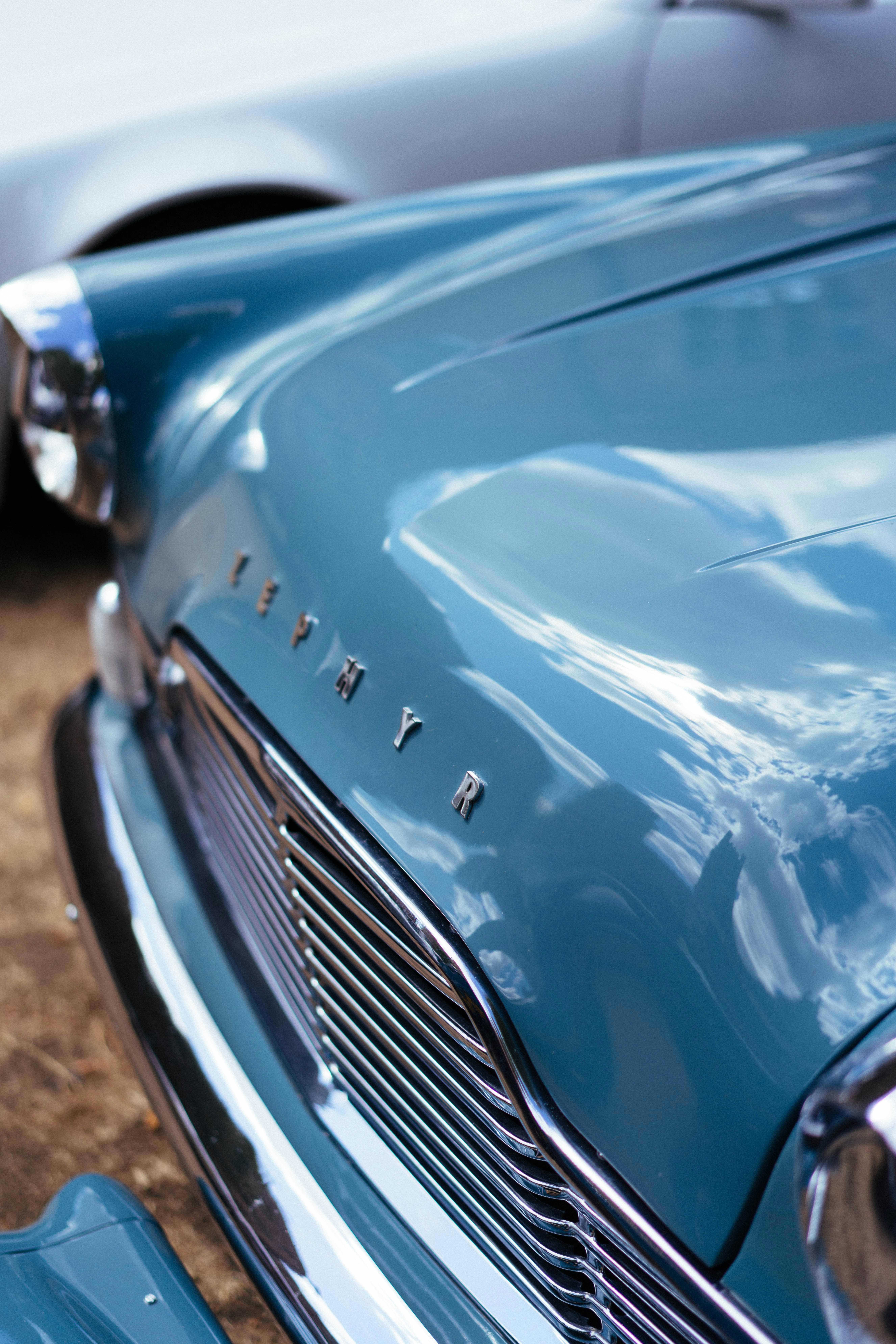 Blue Classic Chrome: The Ford/Old Plymouth-like Grille in Focus