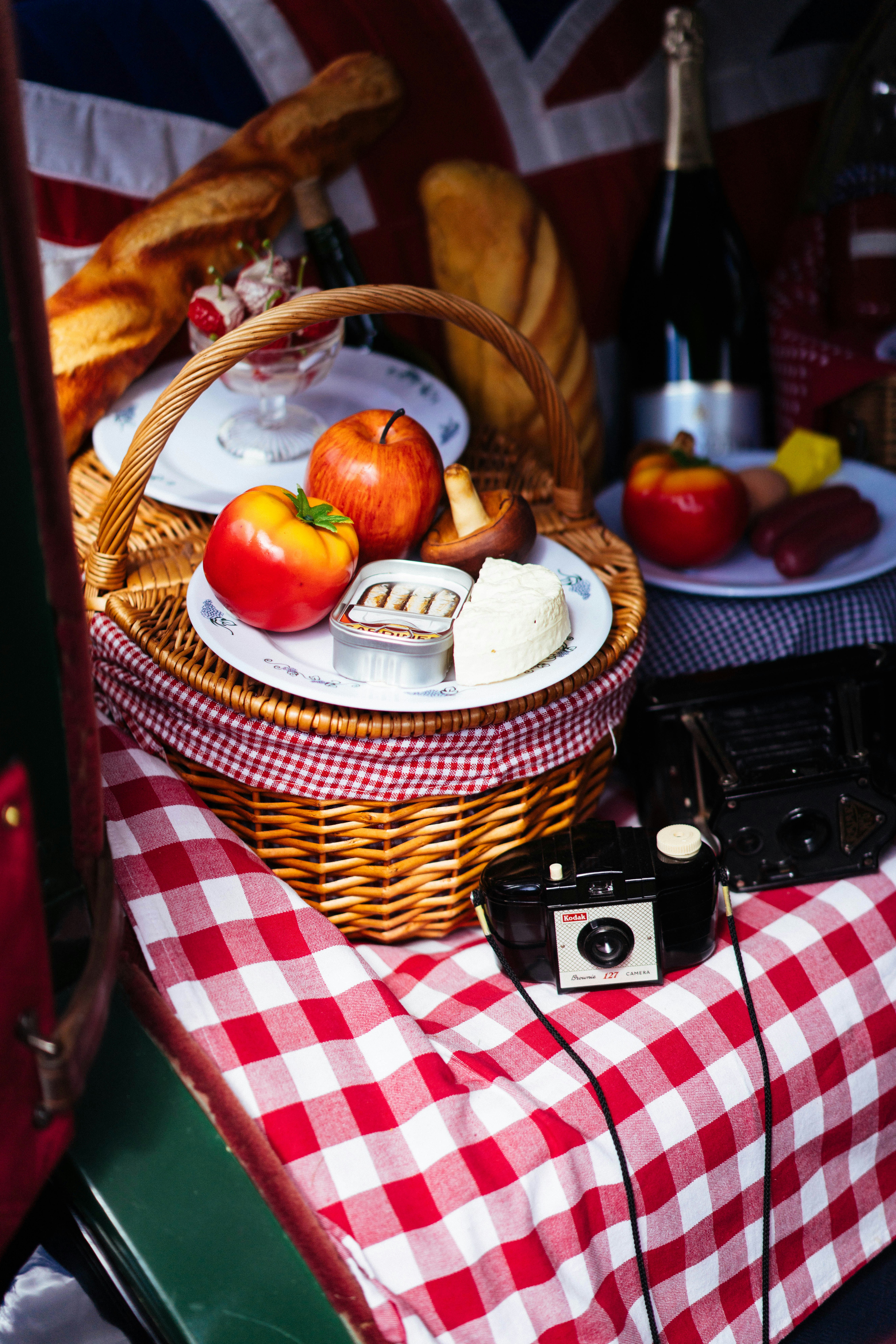 Autumn Picnic on the Roadside: A Basket of Harvest and a Vintage Moment