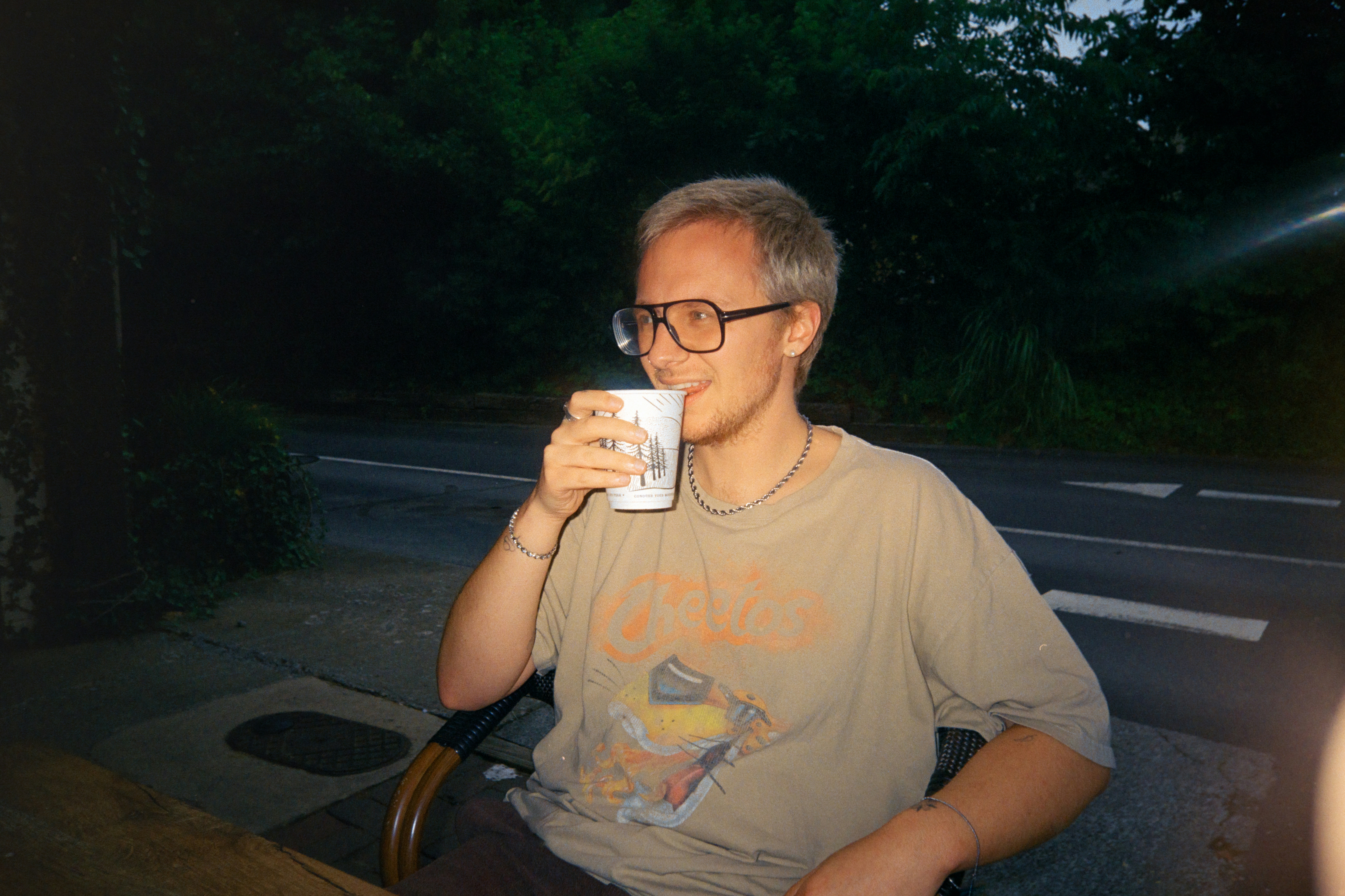 Evening Coffee Break on the Roadside