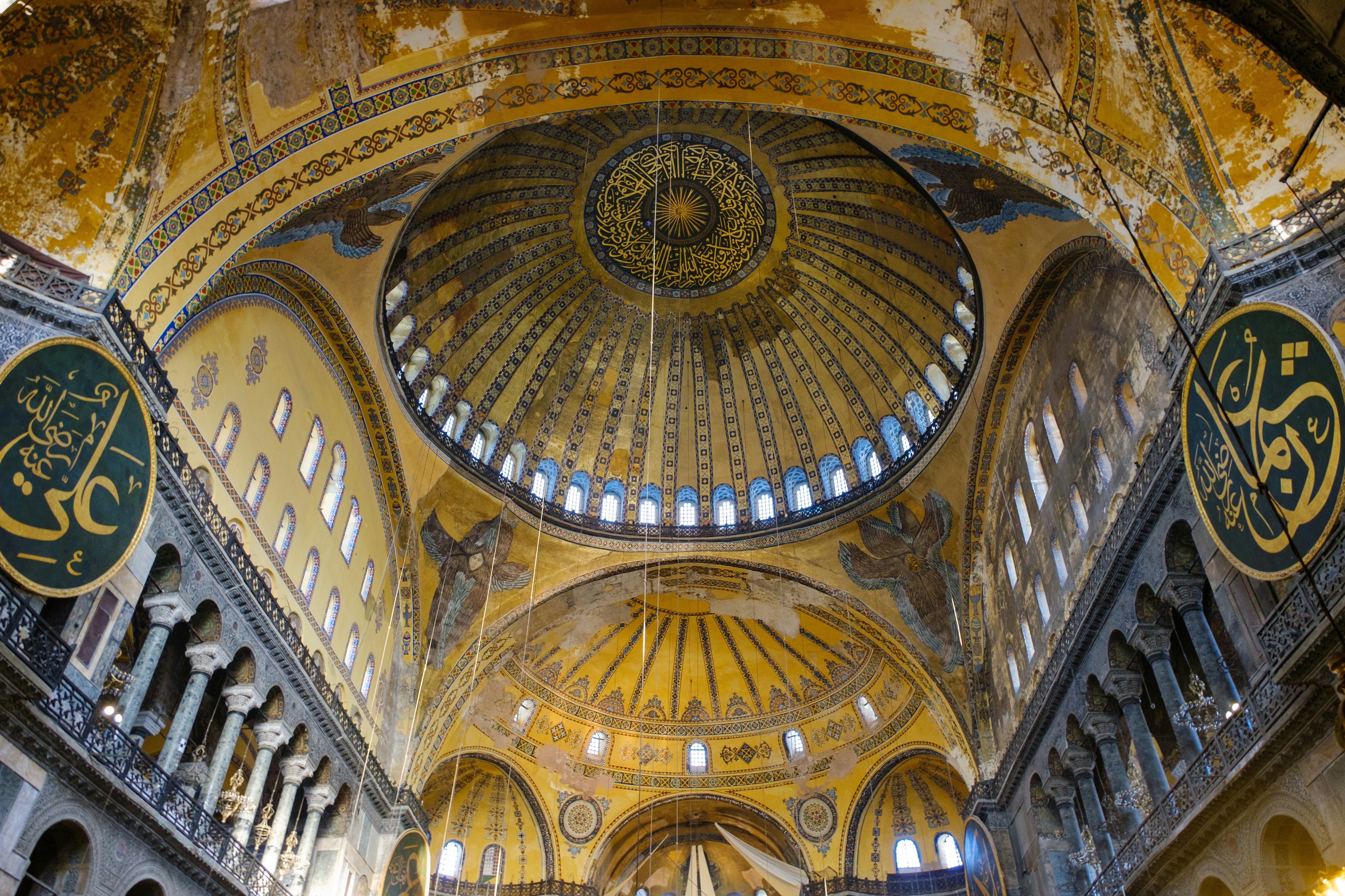 Golden Dome Over the Marble Aisle: The Mosque's Sky Within