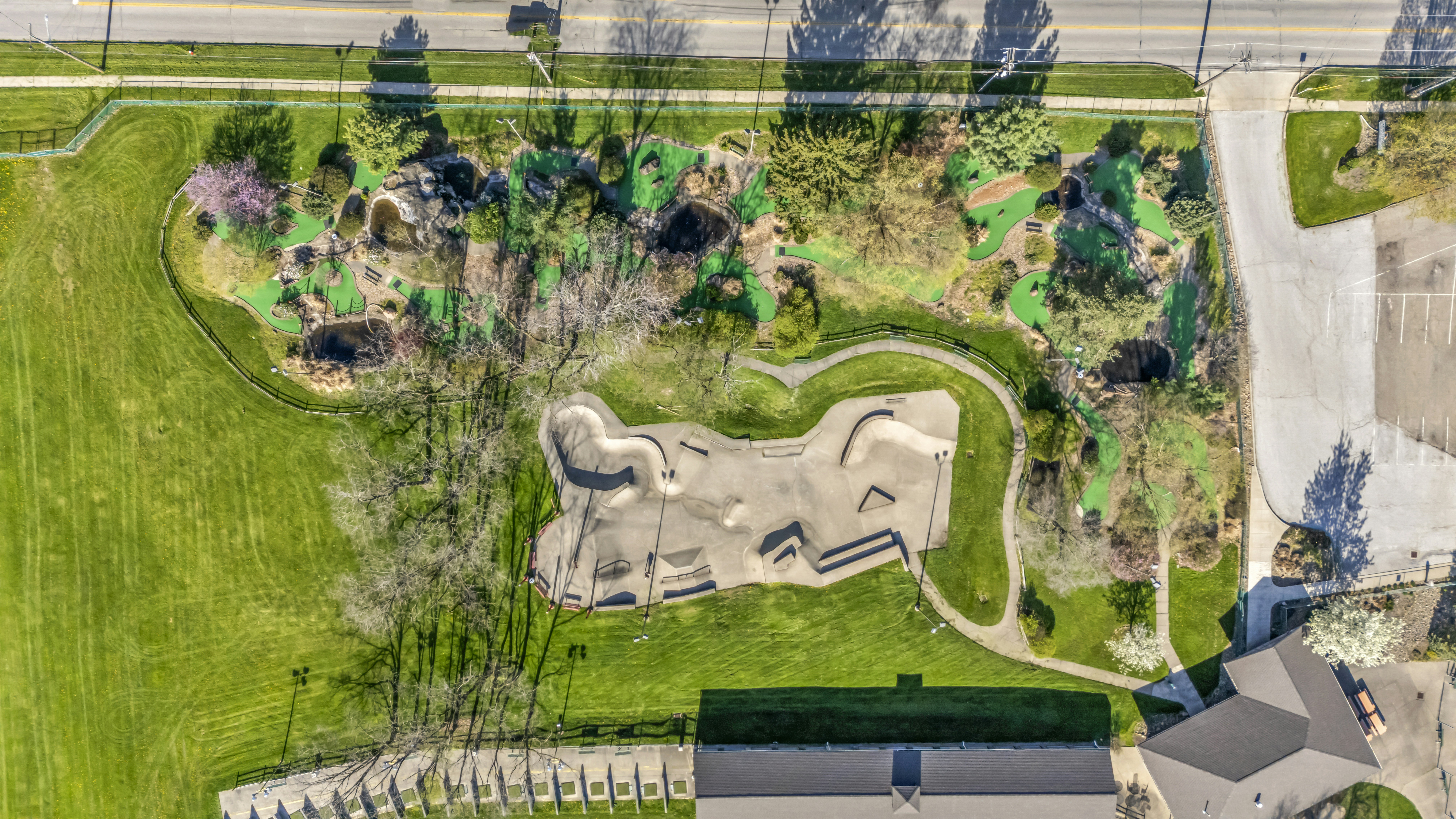 Skatepark from above shot with a drone