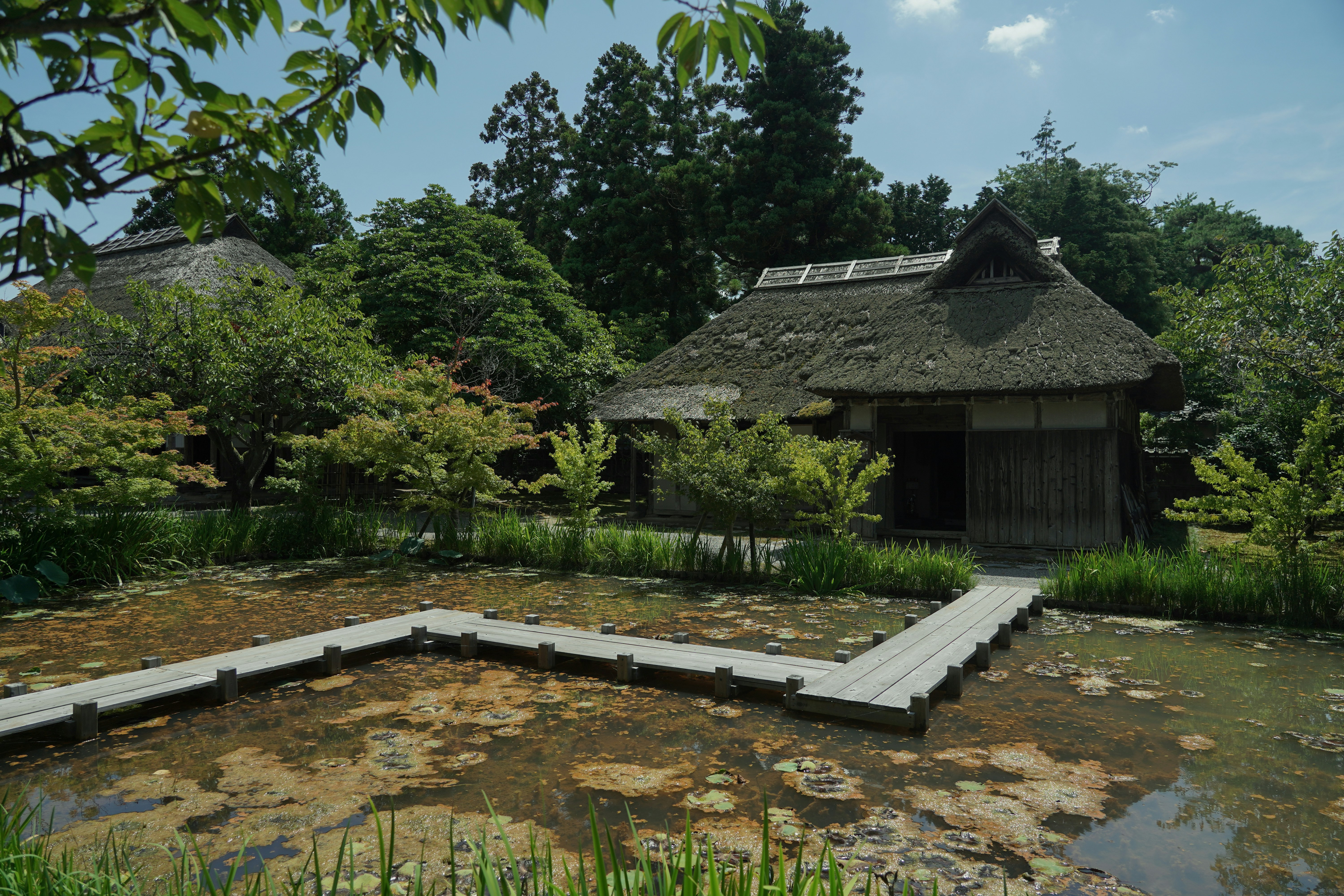 Watery Corridor to a thatched retreat