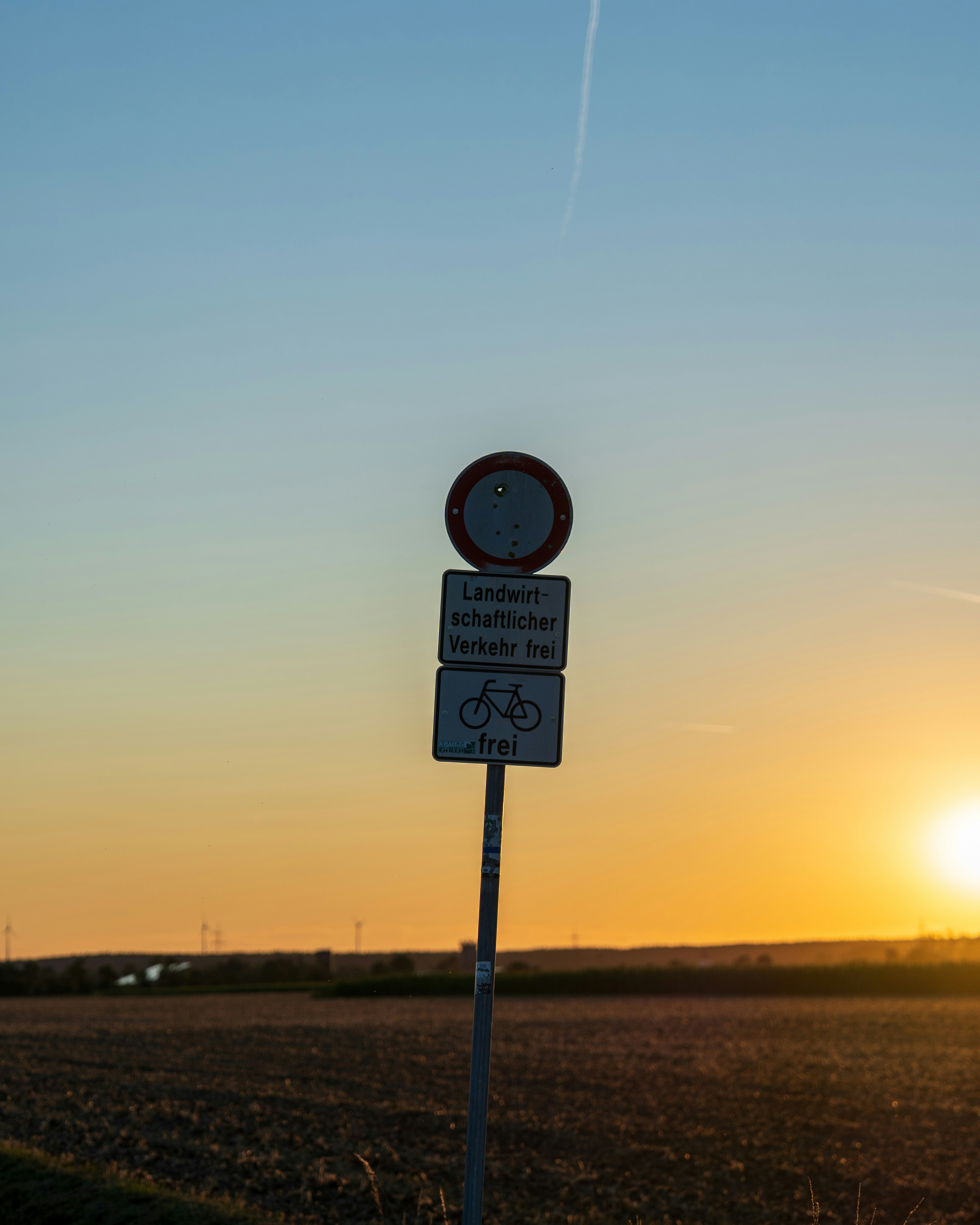 Sunset Halt: A lone road sign against a golden horizon