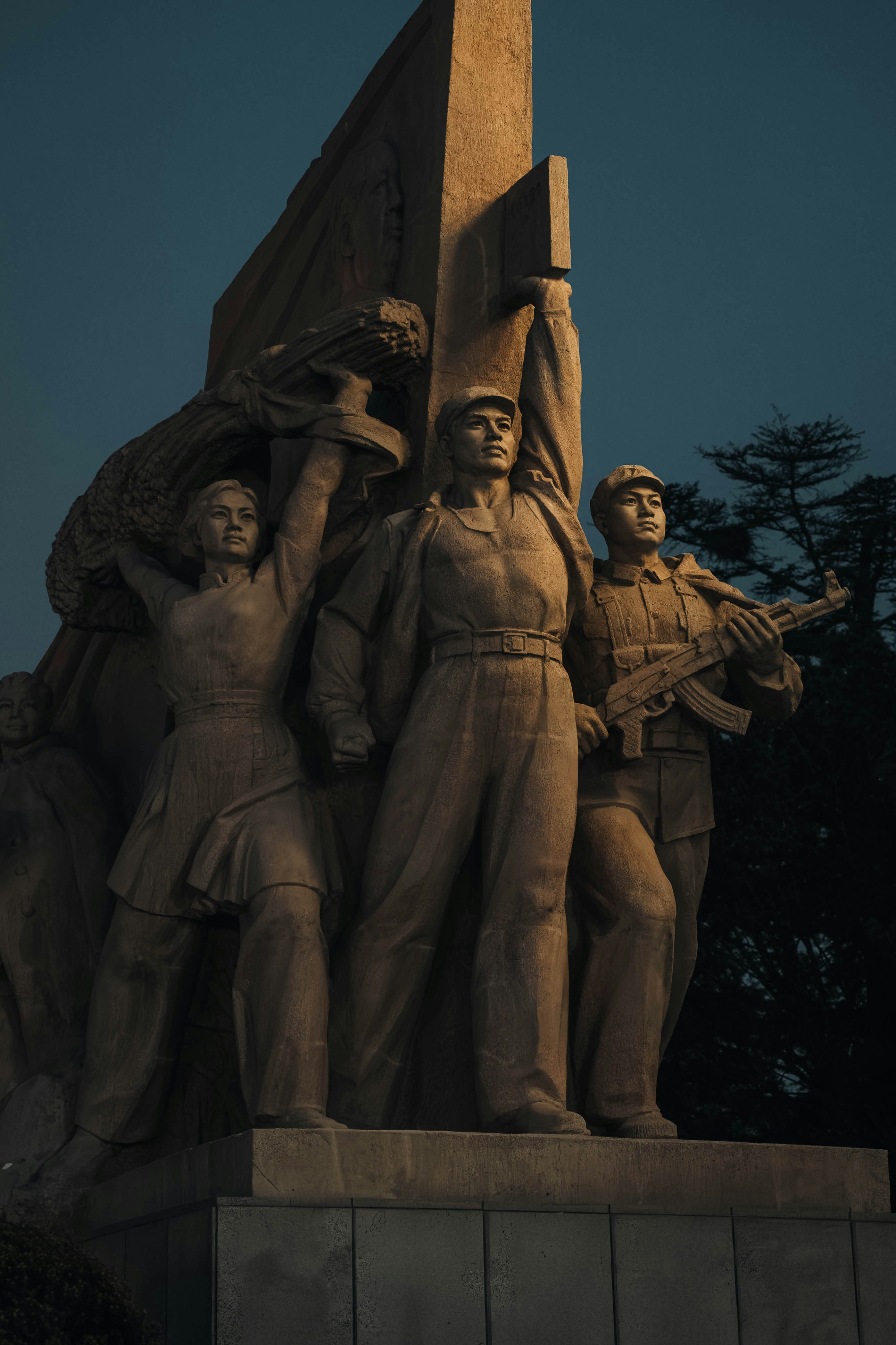 Guardians of Stone: A Monumental Carved Assembly