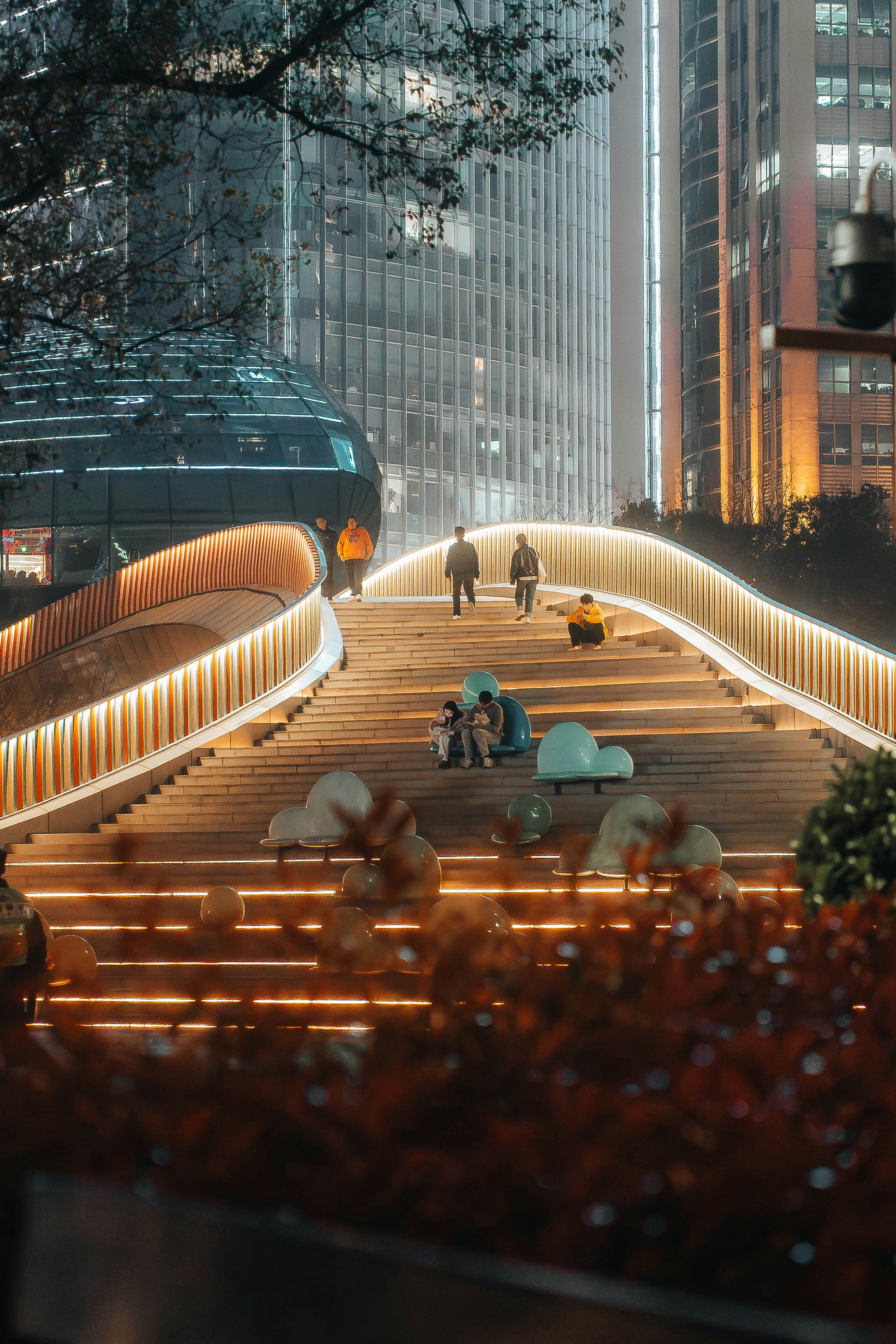 Neon Steps to the City Lights