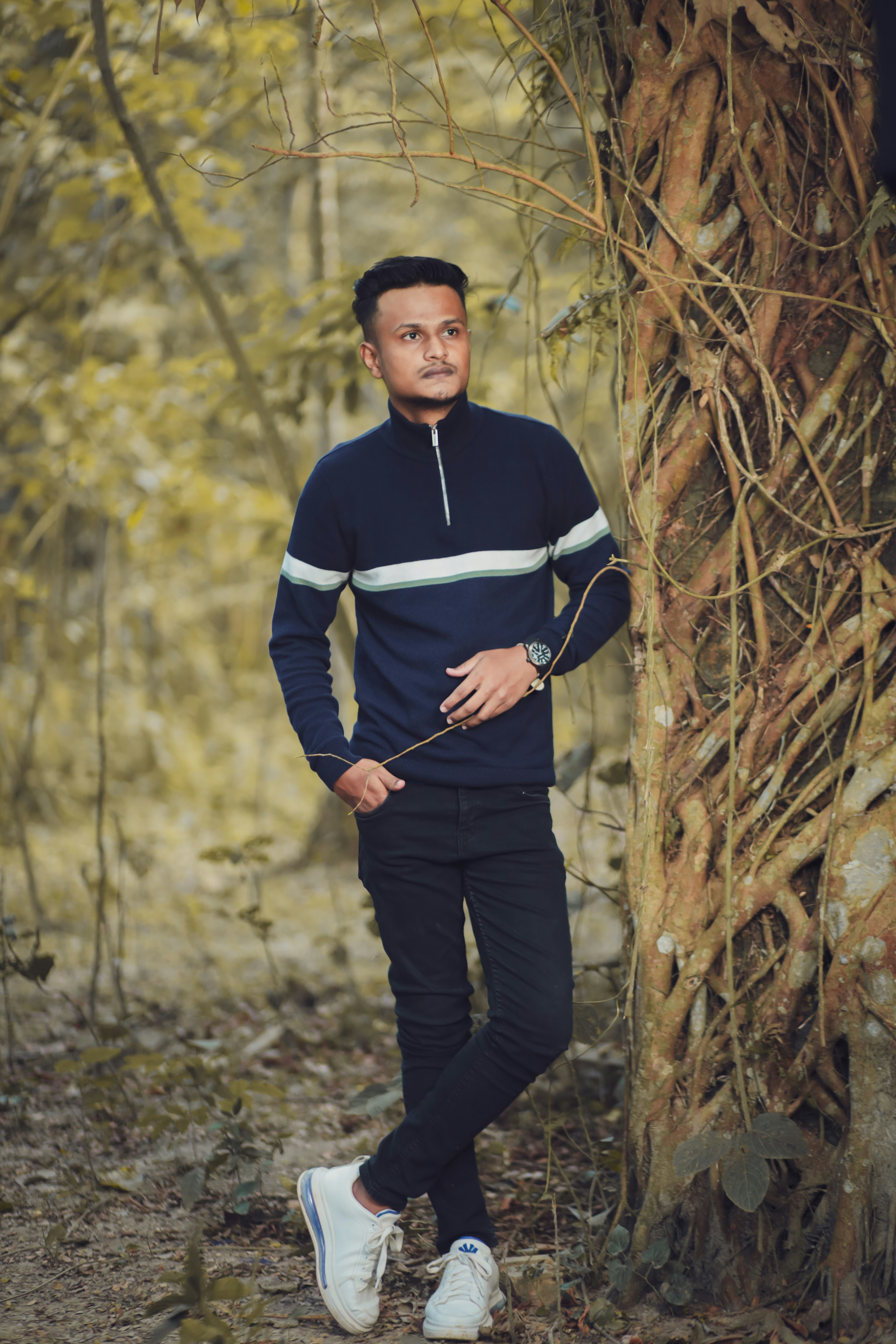Forest Portrait: A Quiet Stance Under Vines