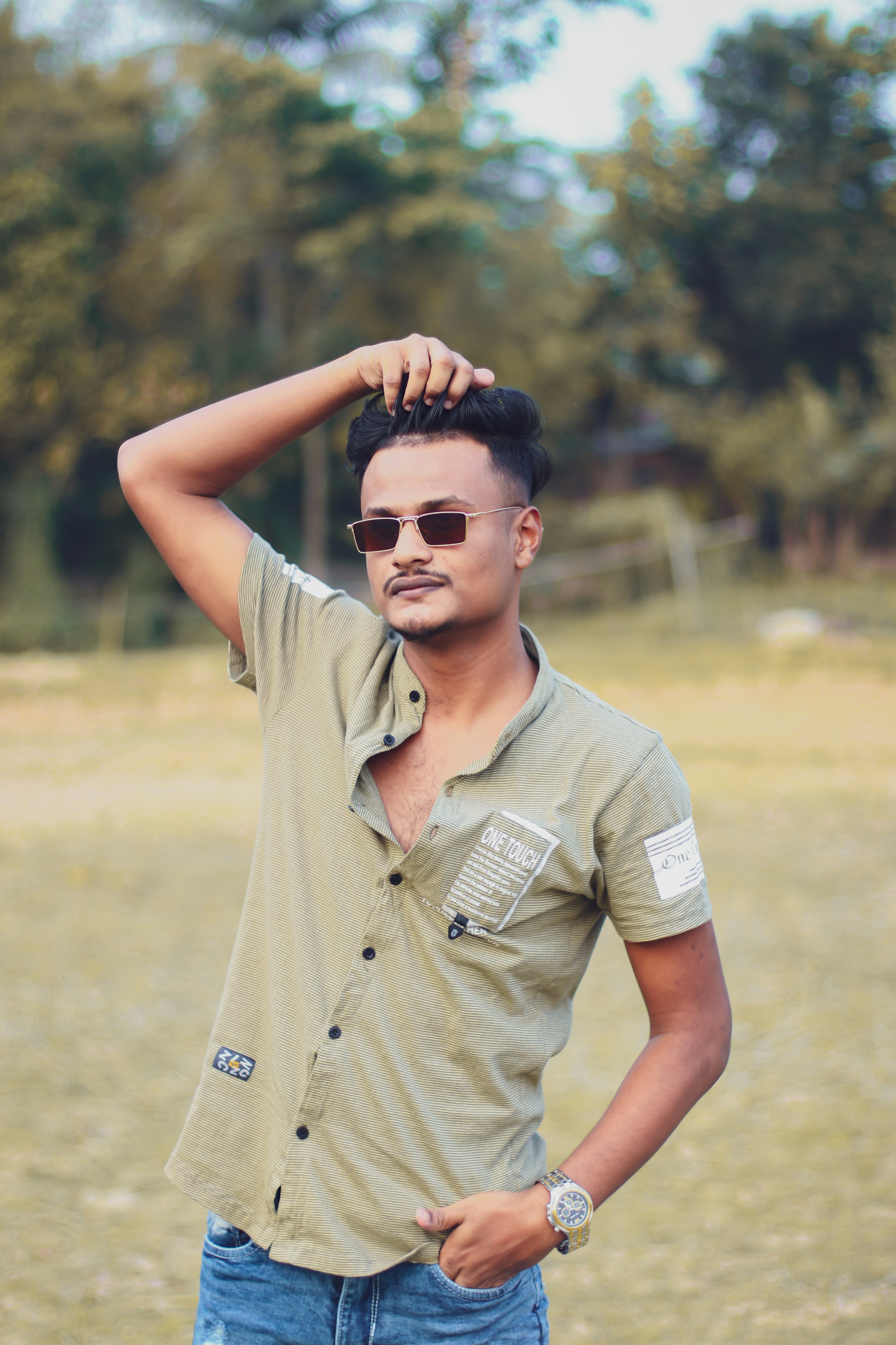 Sunlit Confidence: The Quiet Charisma in a Dusty Field